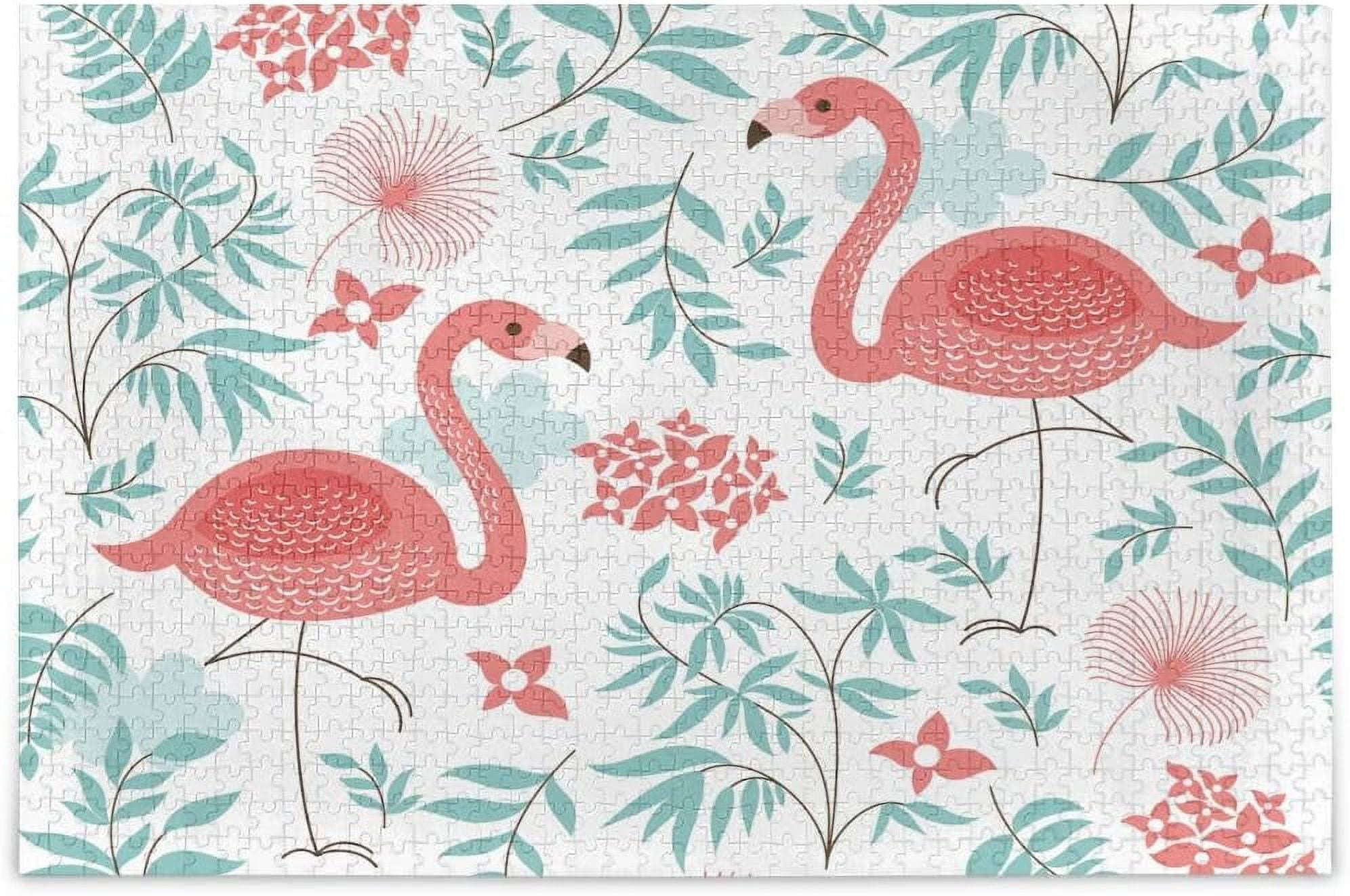 Dreamtimes 500 Piece Puzzles for Adults Pink Flamingo Flowers Jigsaw ...