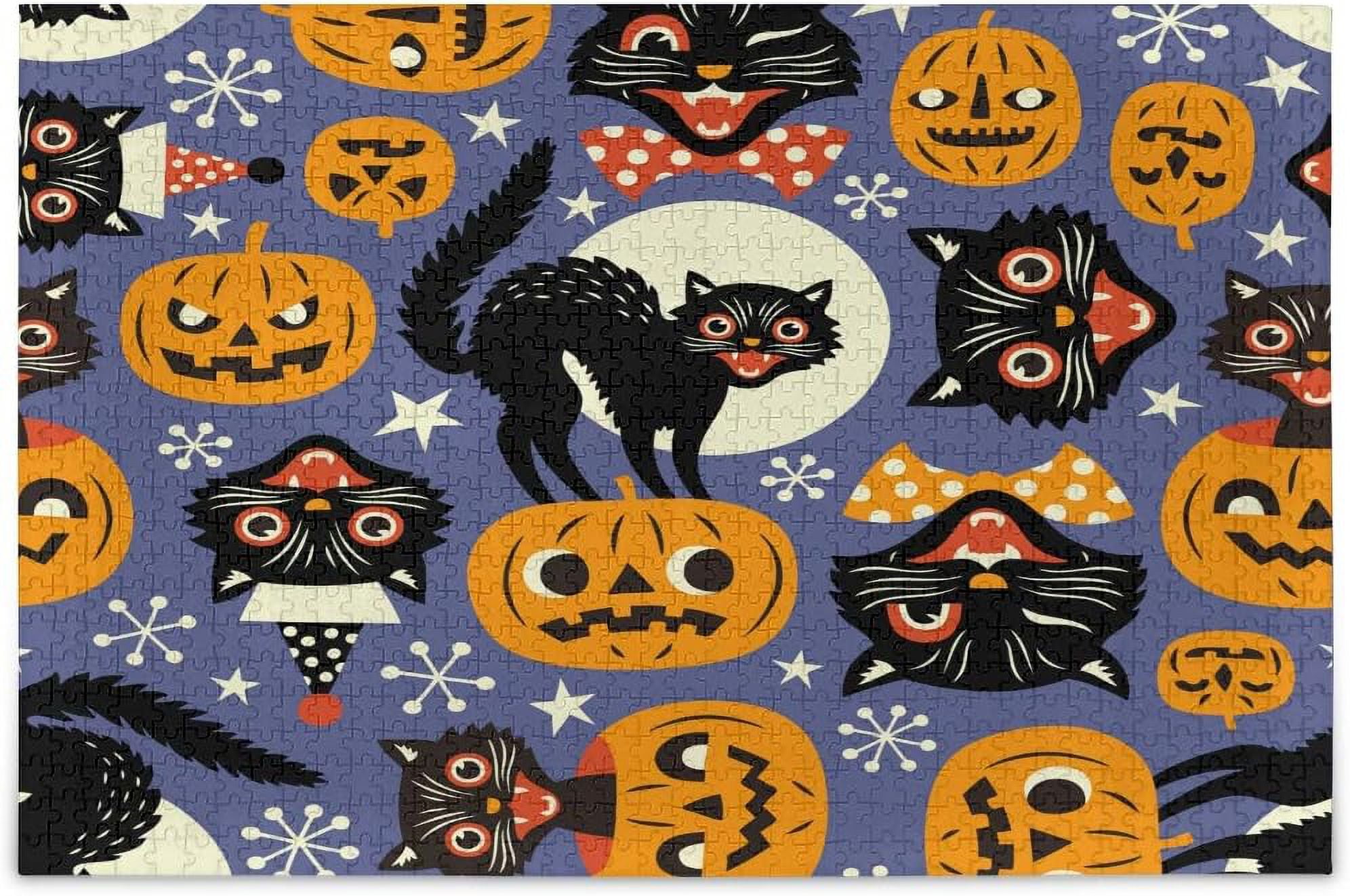 Dreamtimes 500 Piece Puzzles for Adults Vintage Spooky Cats Halloween ...