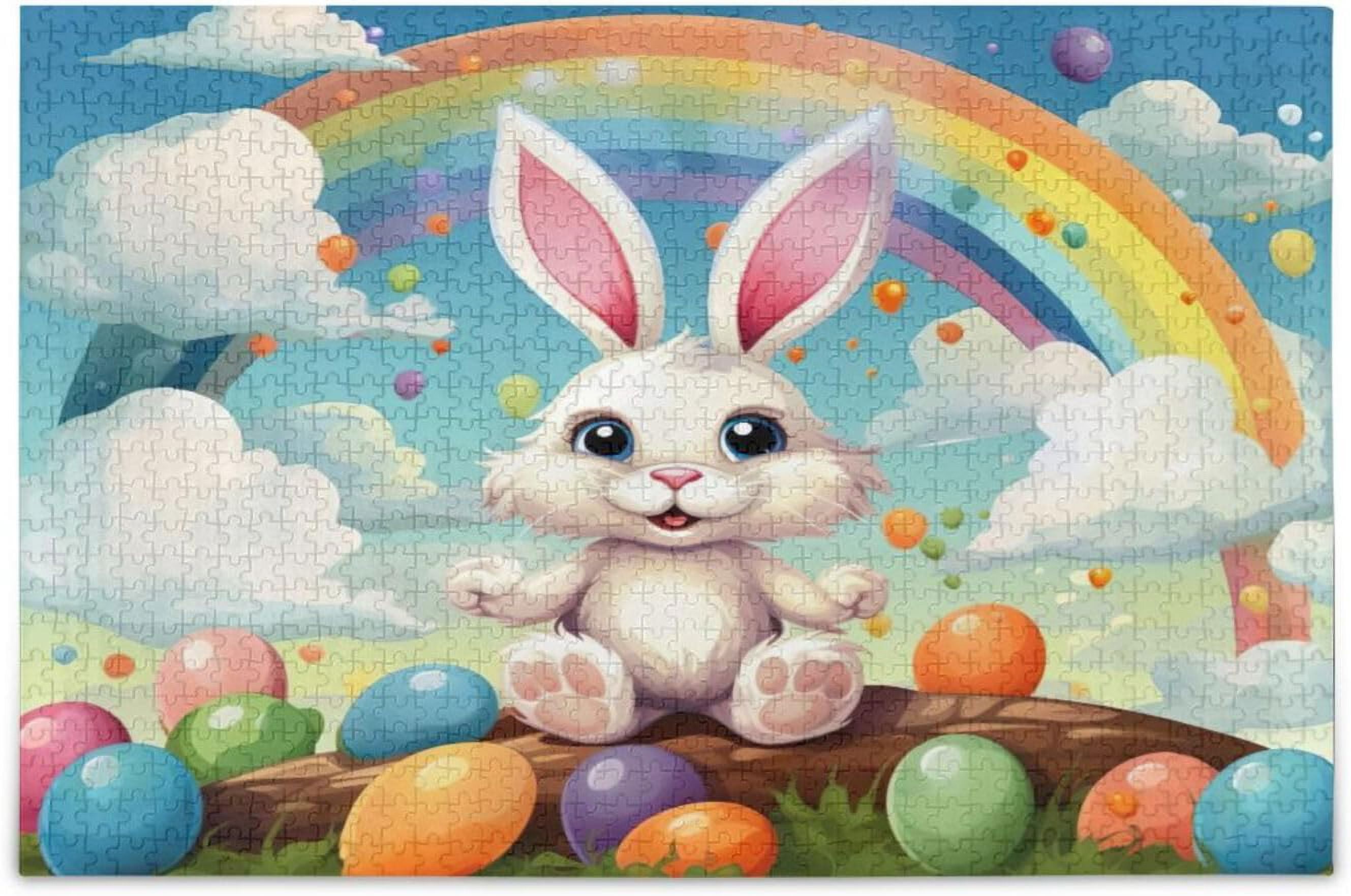 Dreamtimes 500 Pieces Beautiful Rainbow Easter Bunny Jigsaw Puzzle for ...