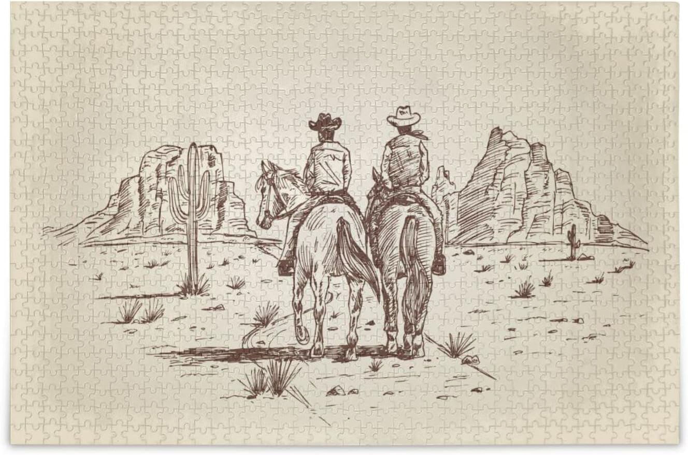 Dreamtimes 500 Pieces Western Desert Cowboy Wooden Jigsaw Puzzles ...