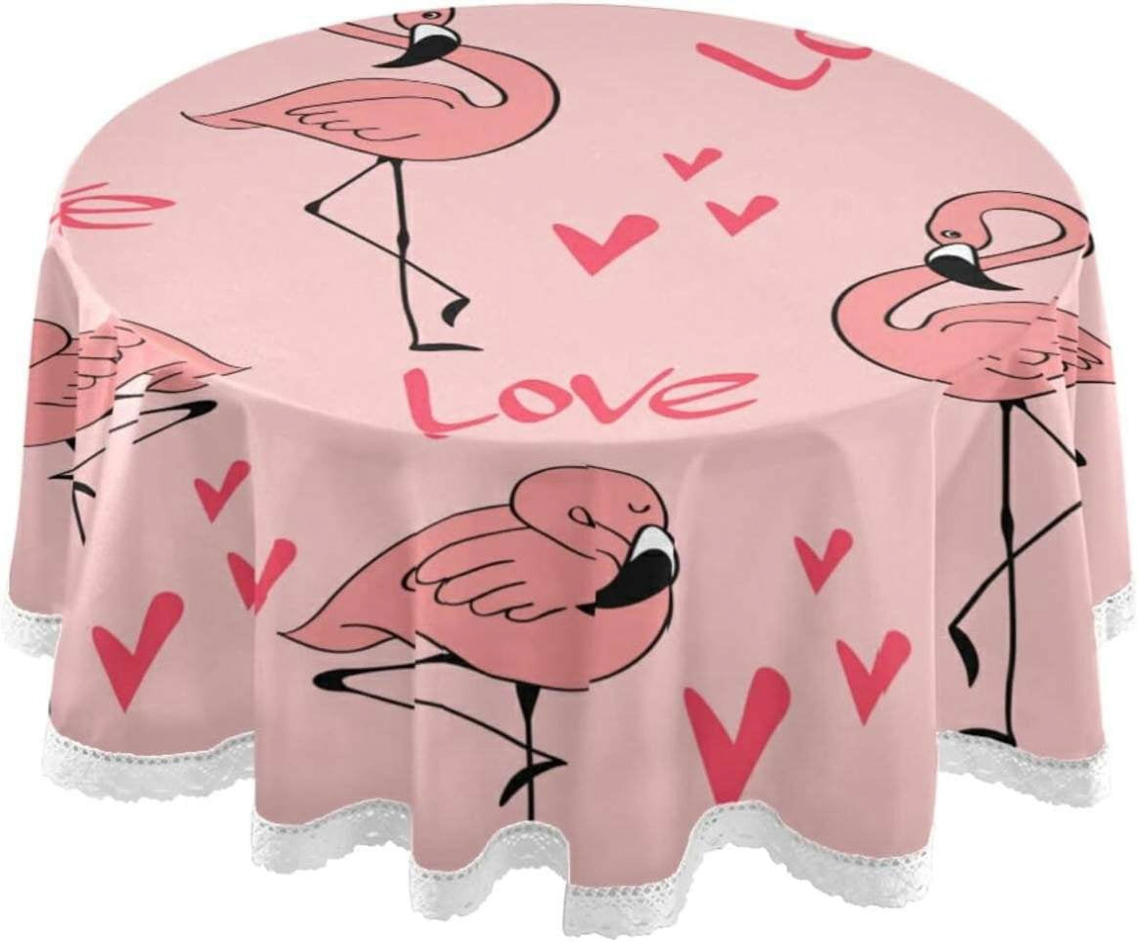 Dreamtimes 60" Beautiful Flamingo Round Tablecloth, Table Cover Water ...