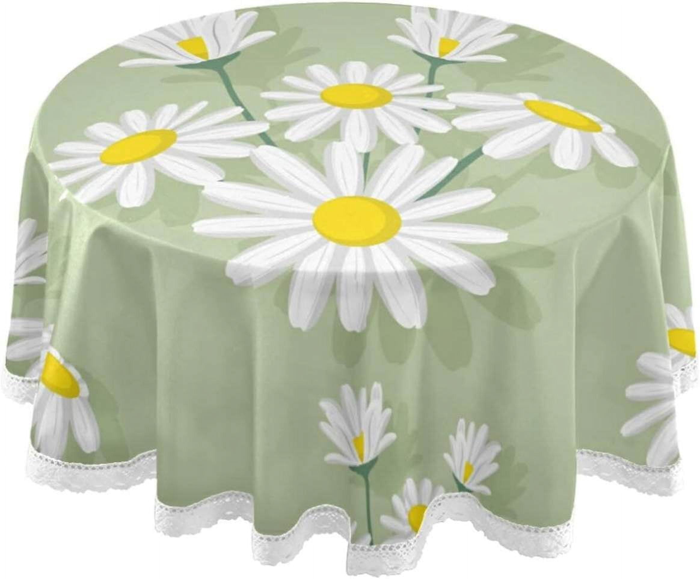 Dreamtimes 60" Beautiful Little Daisies Round Tablecloth, Table Cover ...