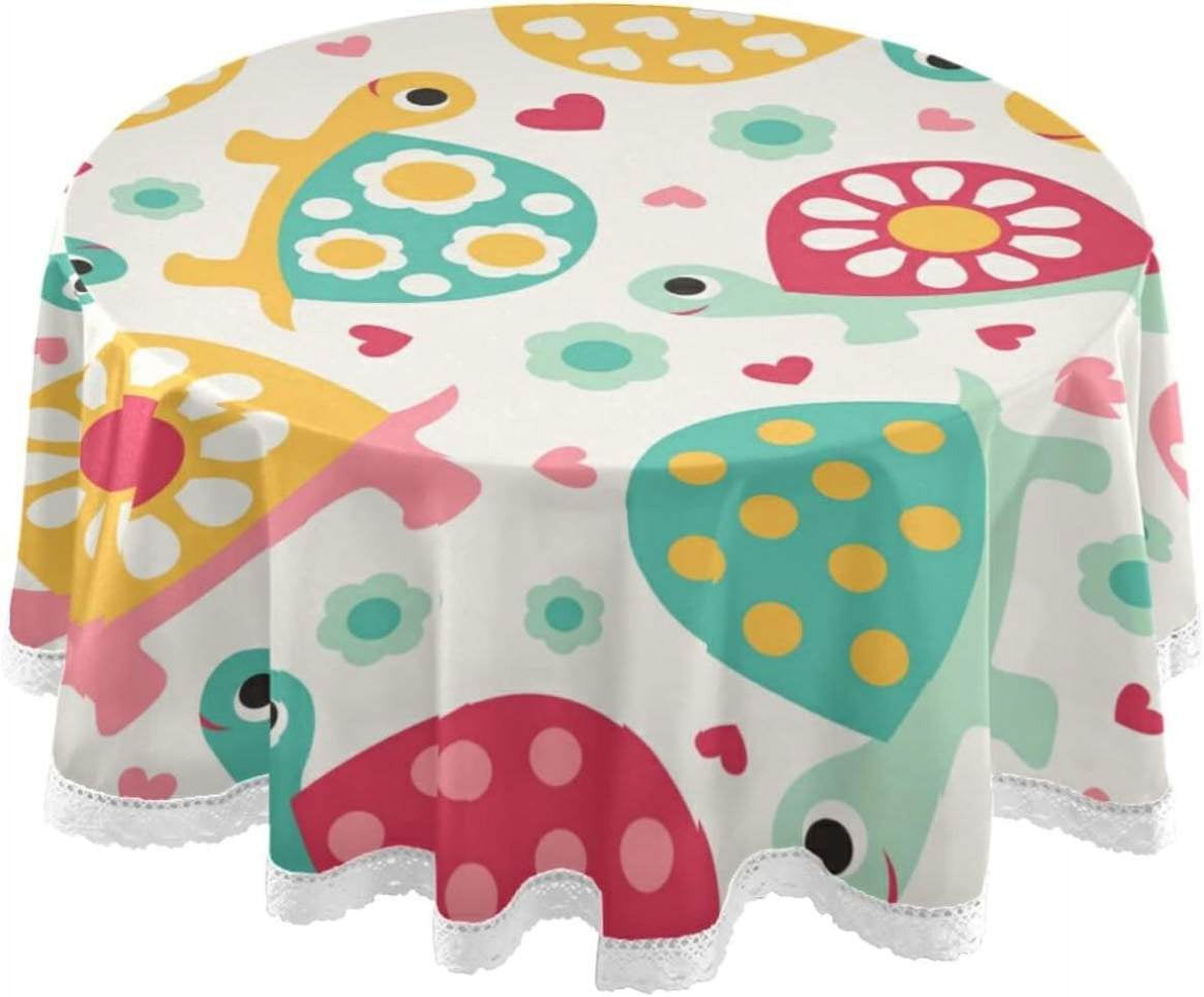 Dreamtimes 60" Cute Turtle Round Tablecloth, Table Cover Water ...