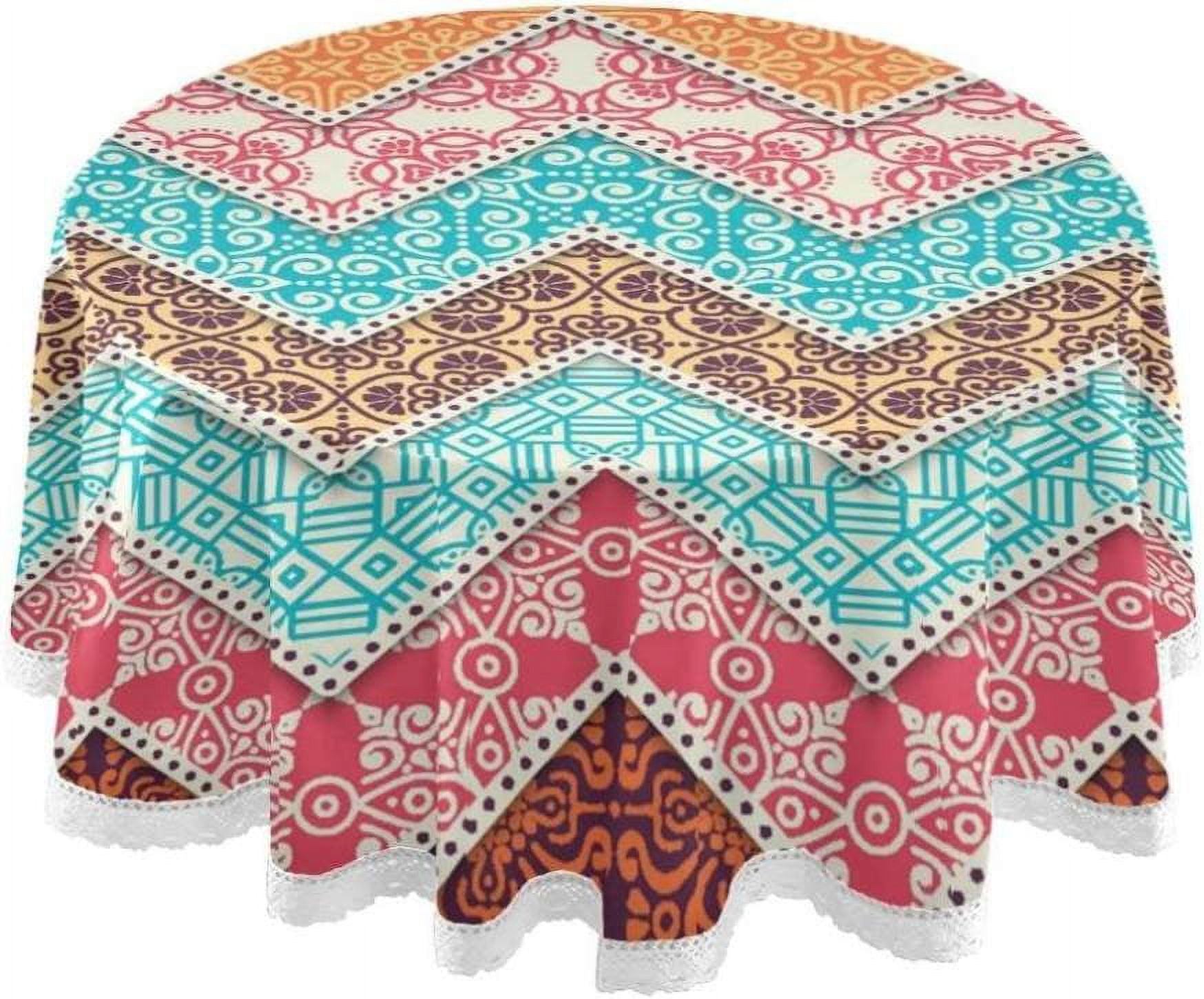 Dreamtimes 60" Ethnic Pattern Round Tablecloth, Waterproof Tablecloth ...