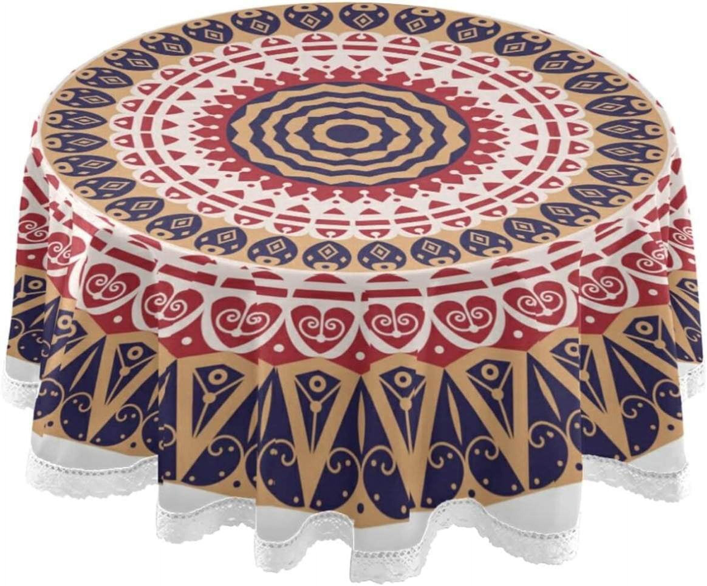 Dreamtimes 60" Mandala Round Tablecloth, Table Cover Water Resistant ...