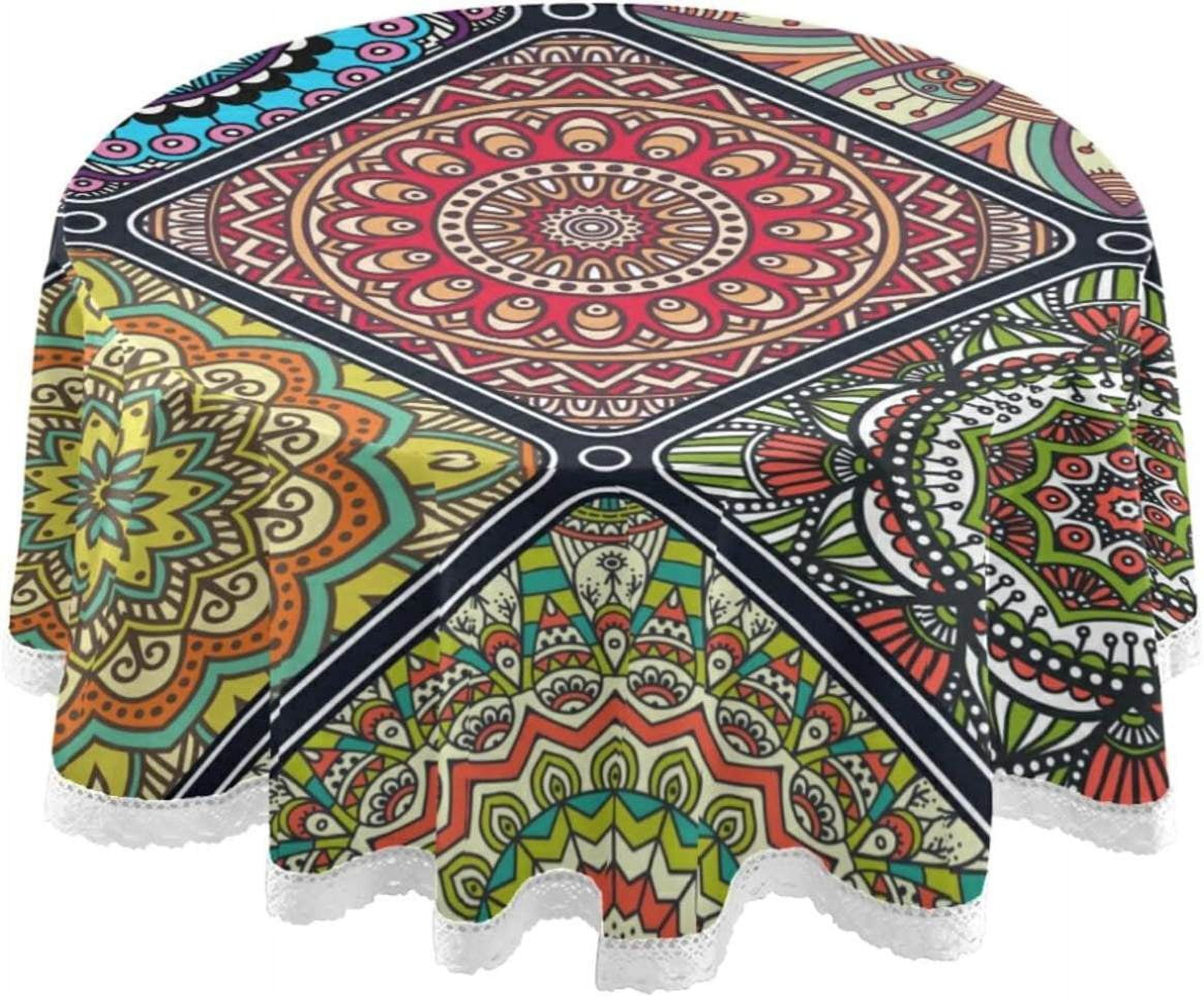Dreamtimes 60" Mandala Round Tablecloth, Table Cover Water Resistant ...