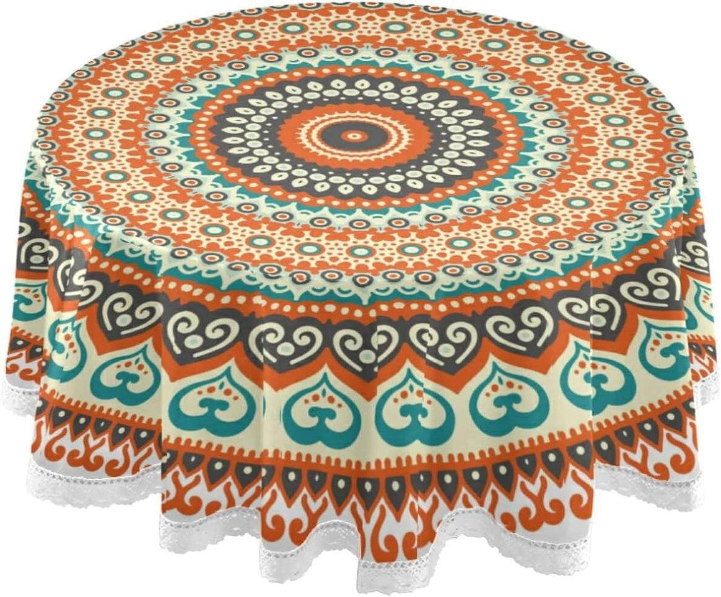 Dreamtimes 60" Mandala Round Tablecloth, Table Cover Water Resistant ...