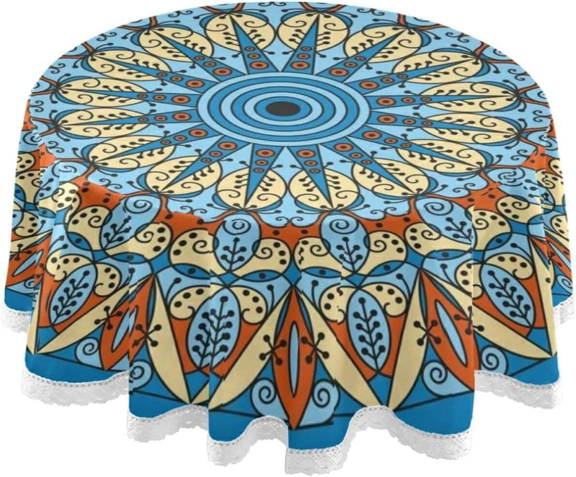 Dreamtimes 60" Mandala Round Tablecloth, Table Cover Water Resistant ...