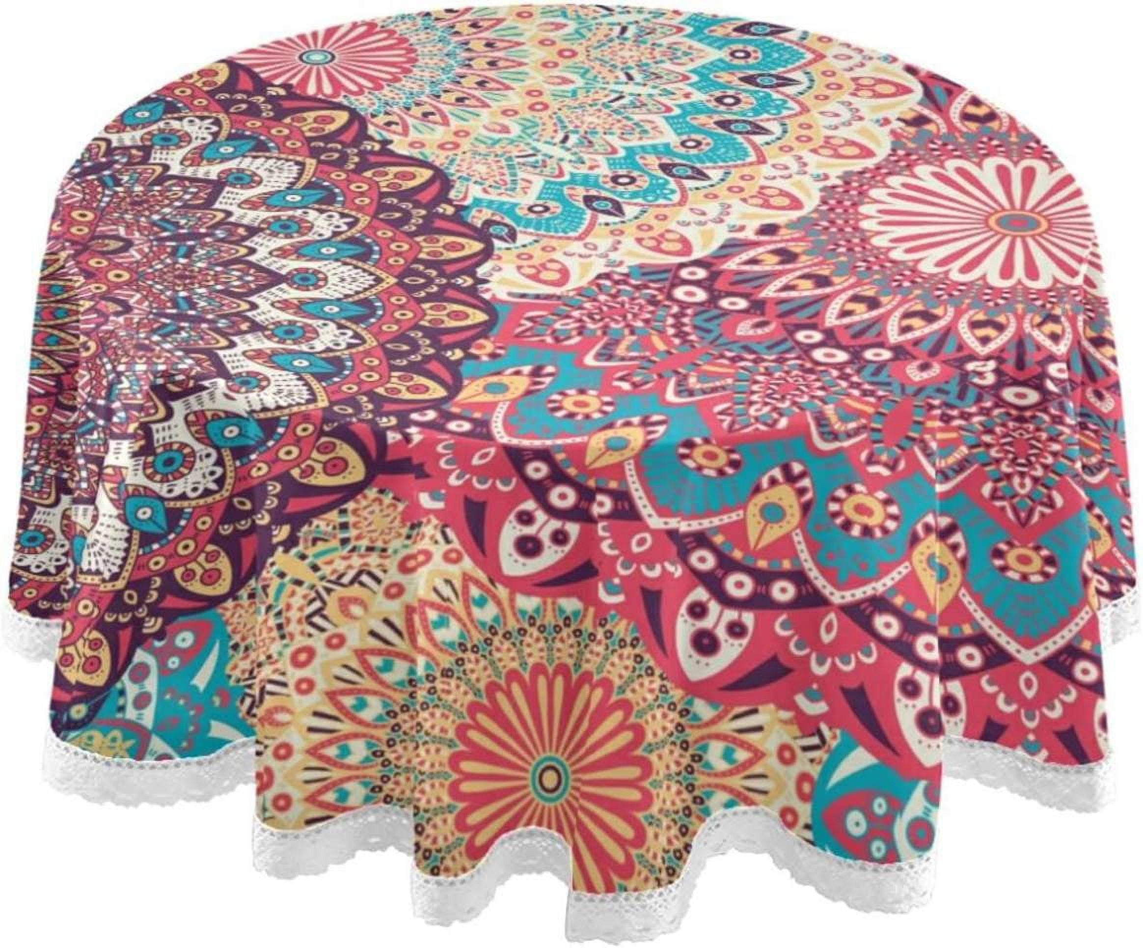 Dreamtimes 60" Mandala Tribal Pattern Round Tablecloth, Table Cover ...