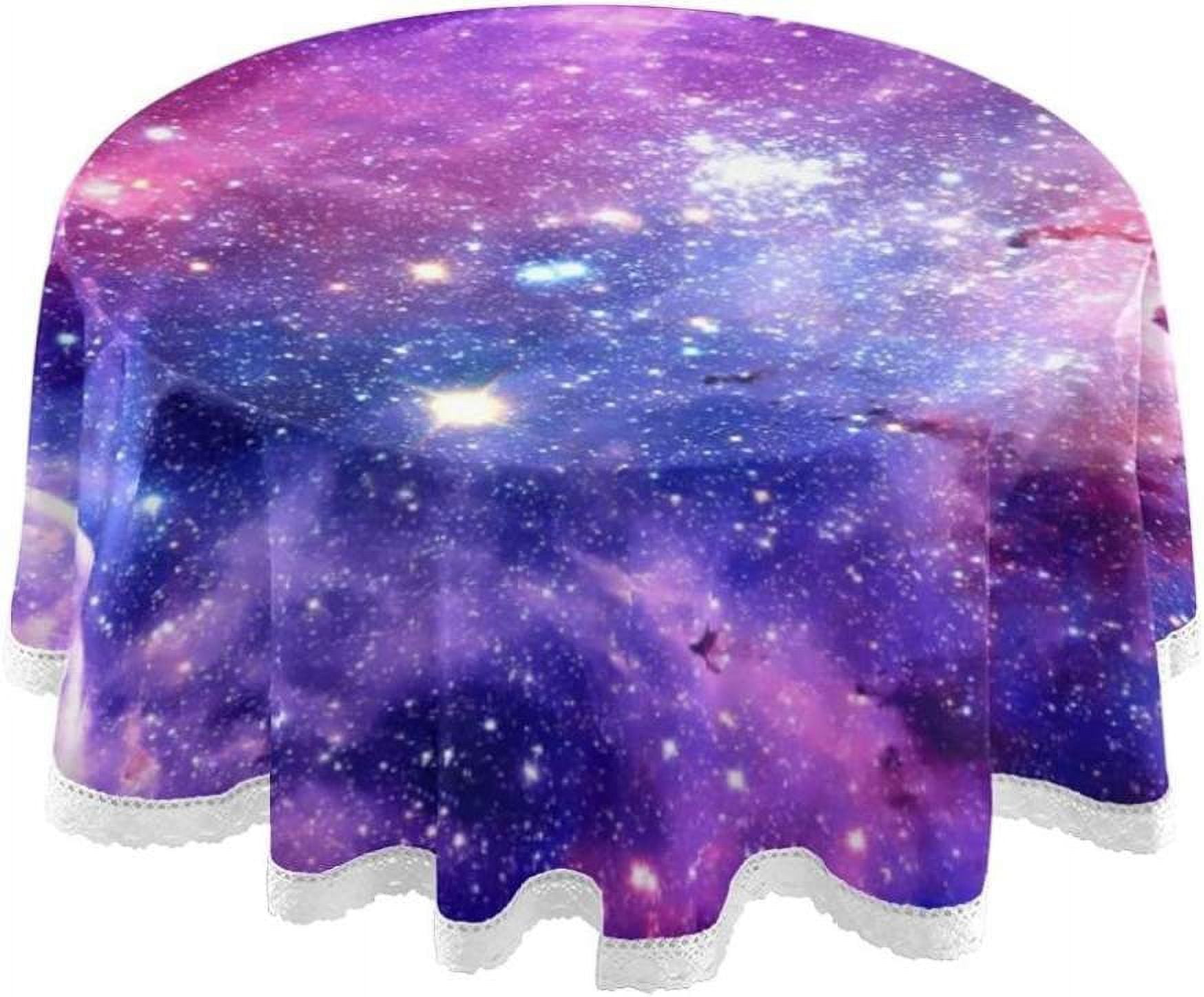 Dreamtimes 60" Purple Galaxy Round Tablecloth, Waterproof Stain and ...