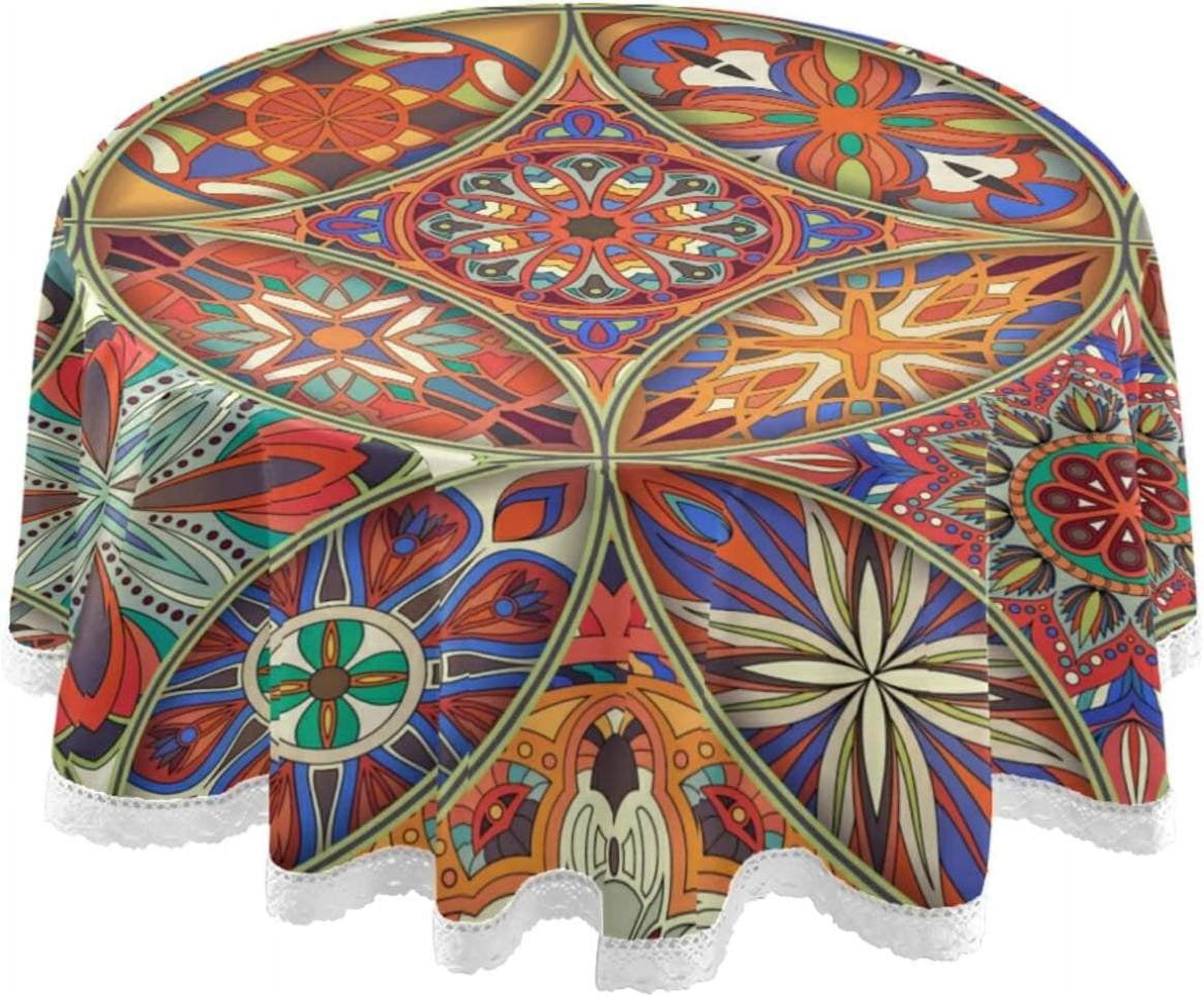 Dreamtimes 60" Vintage Mandala Elements Round Tablecloth, Table Cover ...