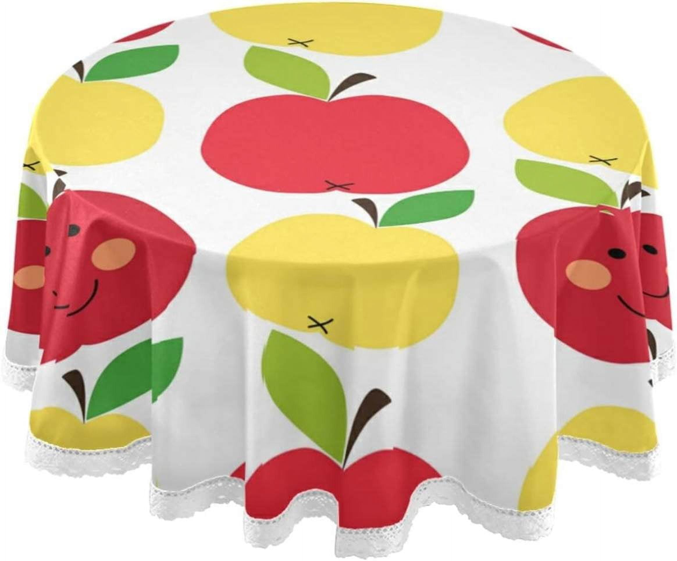 Dreamtimes 60" Yellow Red Delicious Apple Round Tablecloth, Table Cover ...