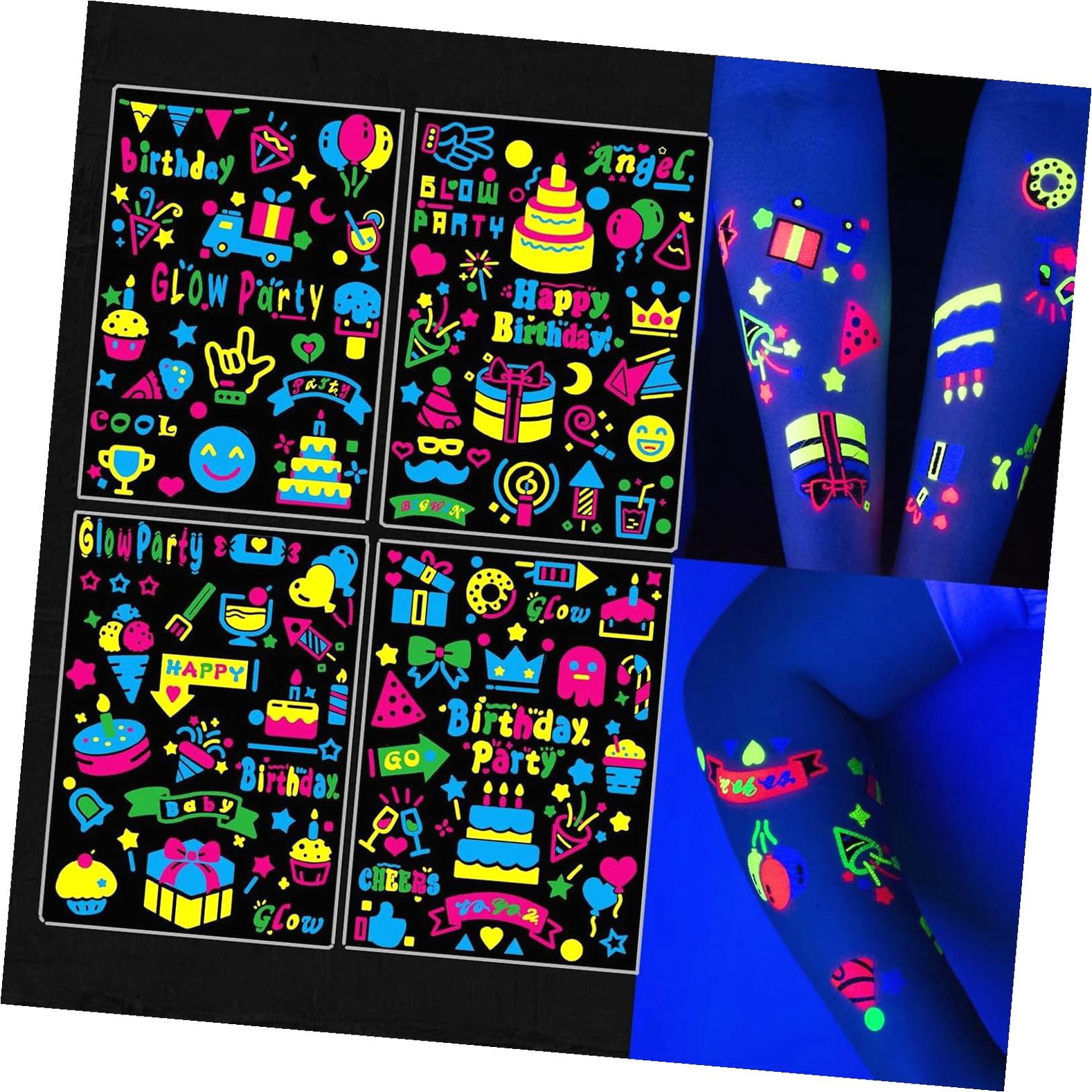 Dreamtimes 89 PCS Glow in The Dark Neon, Fluorescent UV Body and Face ...