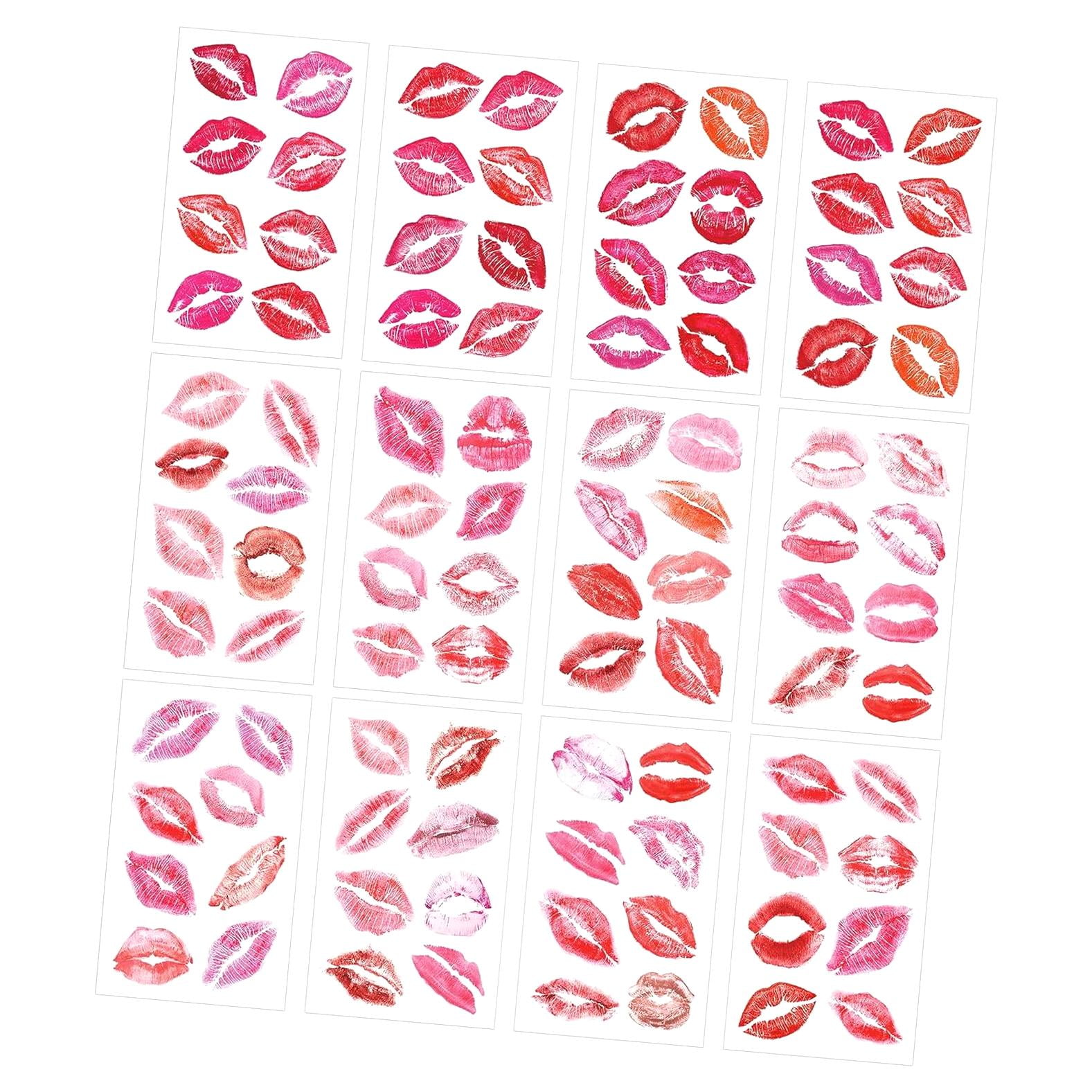 Dreamtimes 96 Pcs Valentines Lip Prints, Red Lip Kiss Face Temporary ...