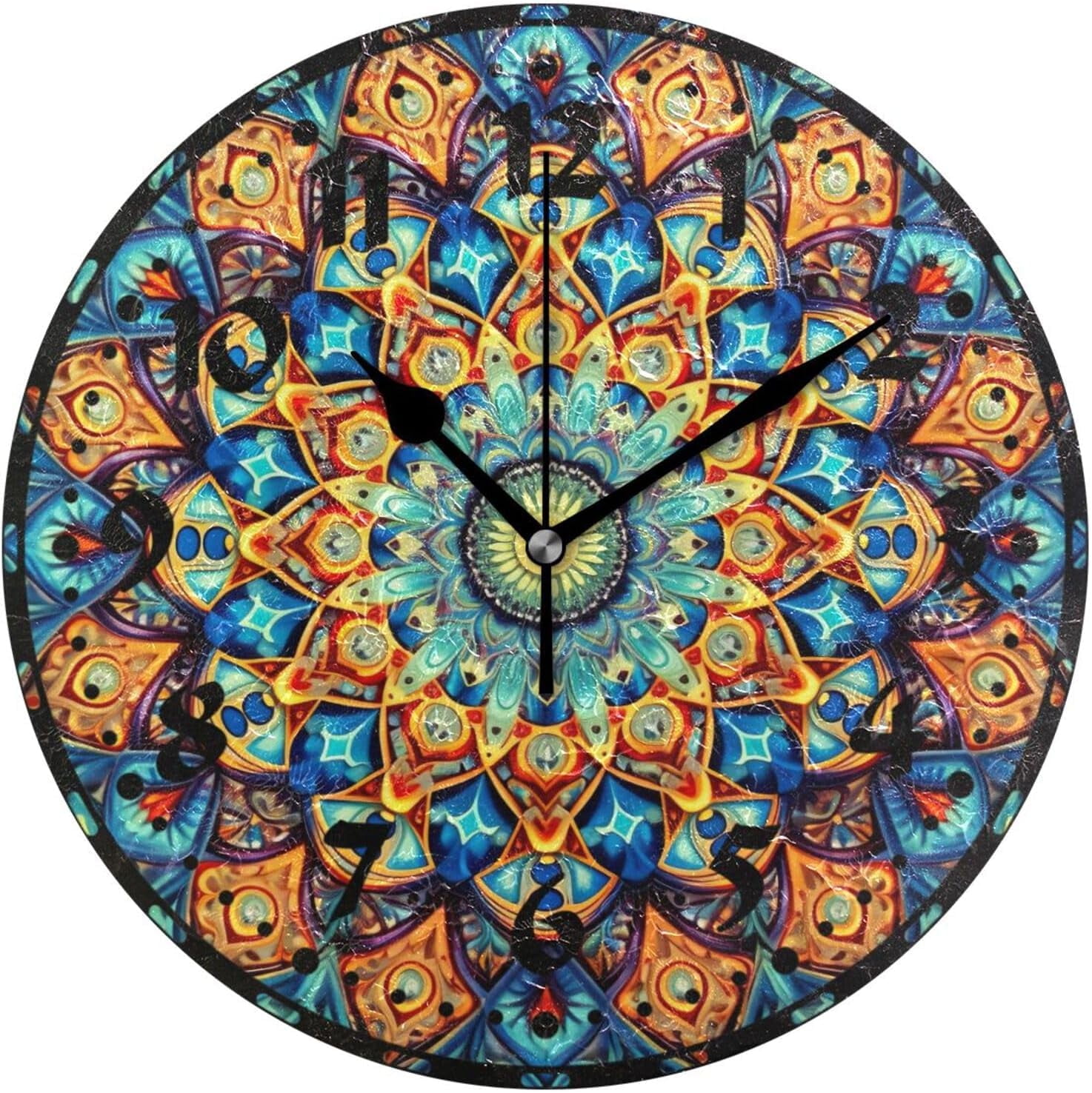 Dreamtimes Abstract Mandala Wall Clock, Silent Non Ticking 10 Inch ...