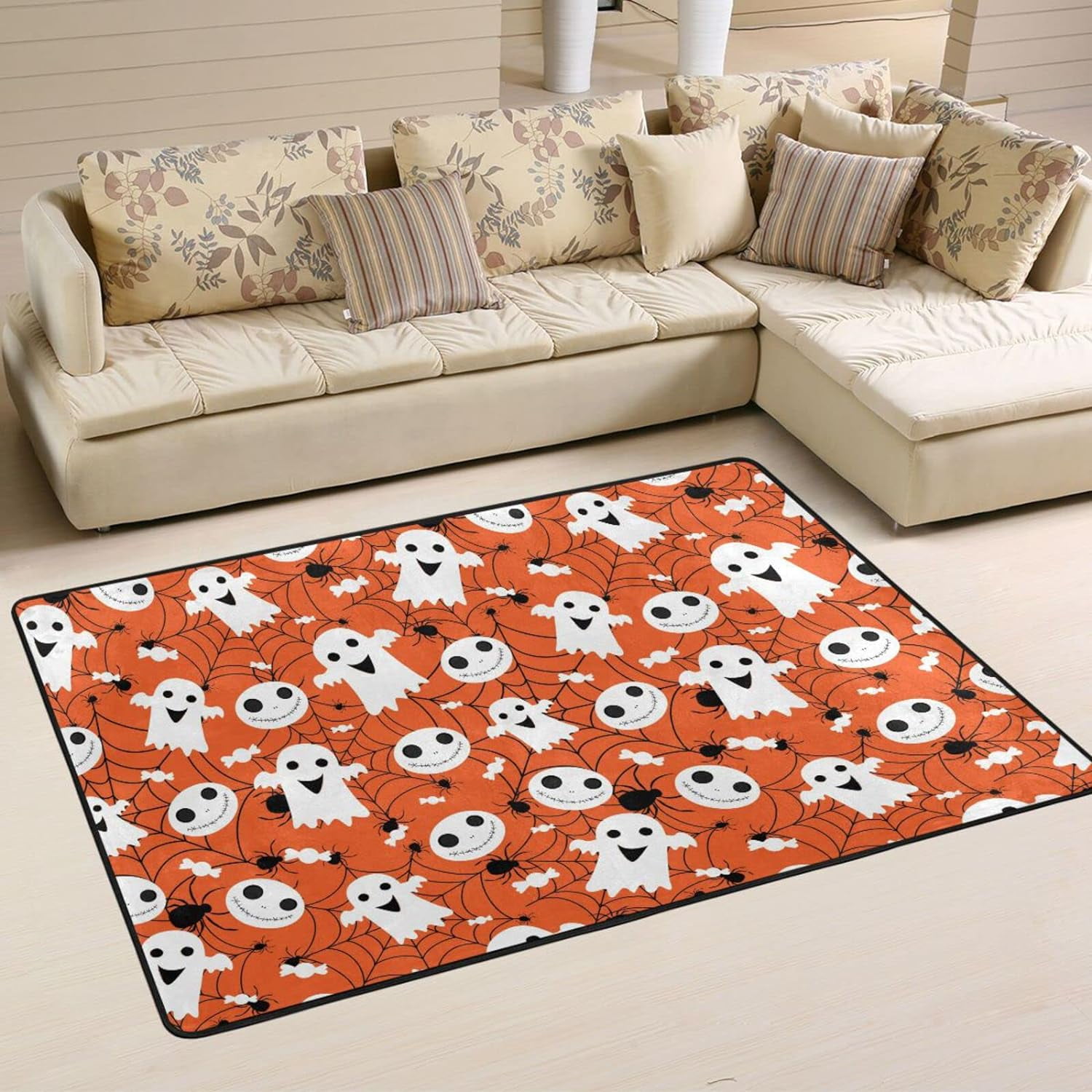 Dreamtimes Abstract Spooky Spider Webs Non-Slip Area Rug Funny ...