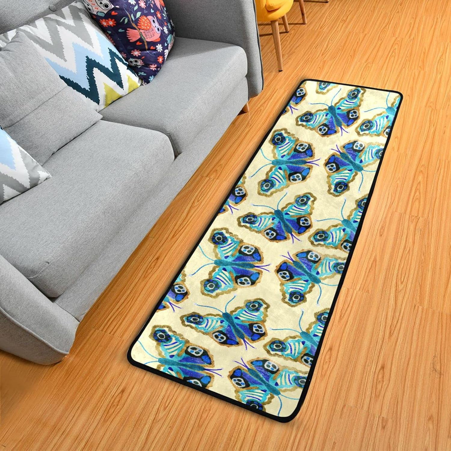 Dreamtimes Abstract Watercolor Butterfly Hallway Runner Rug 2'x6 ...