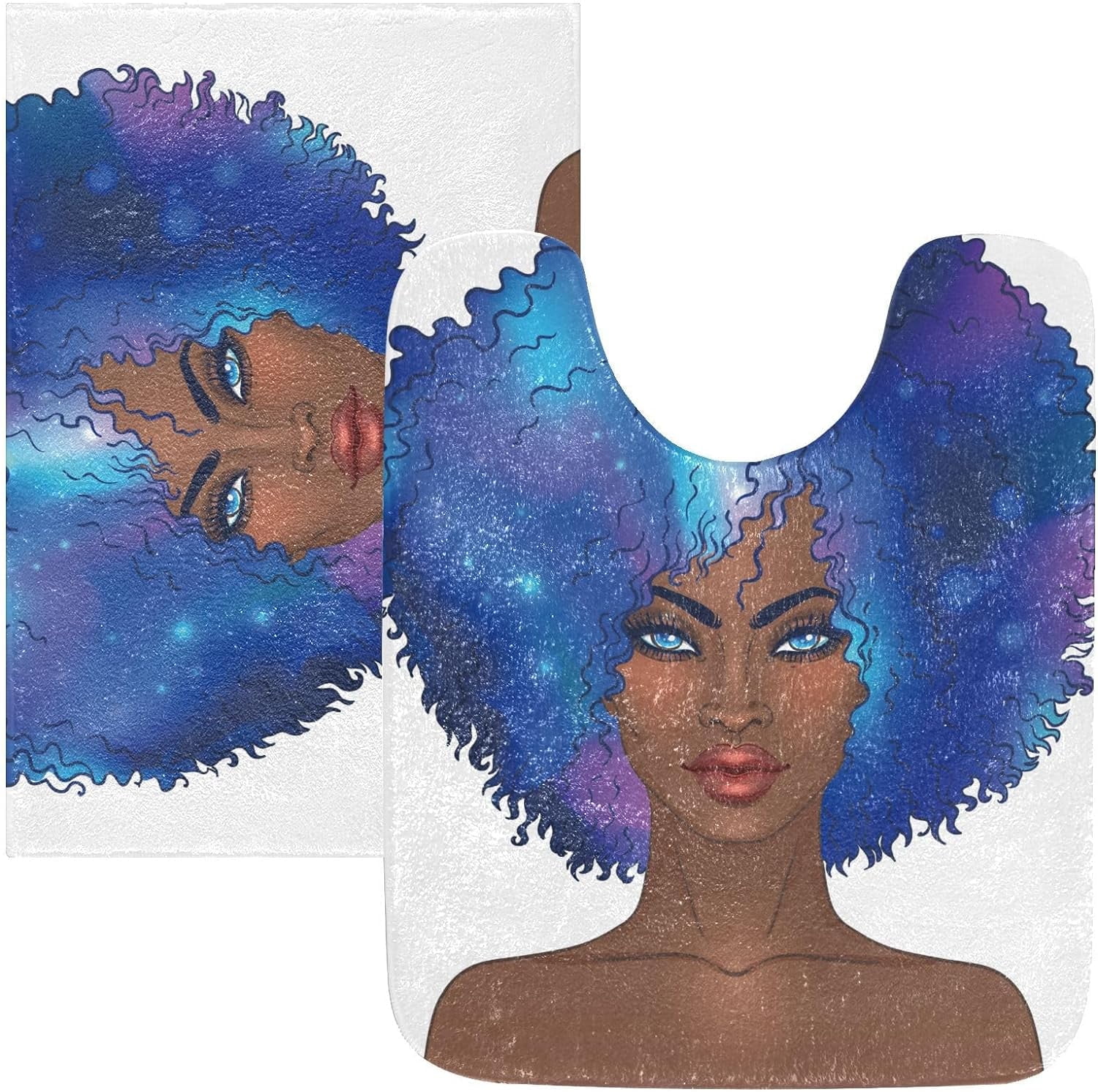 Dreamtimes African American Woman Rianbow Galaxy Bath Mat for Bathroom ...