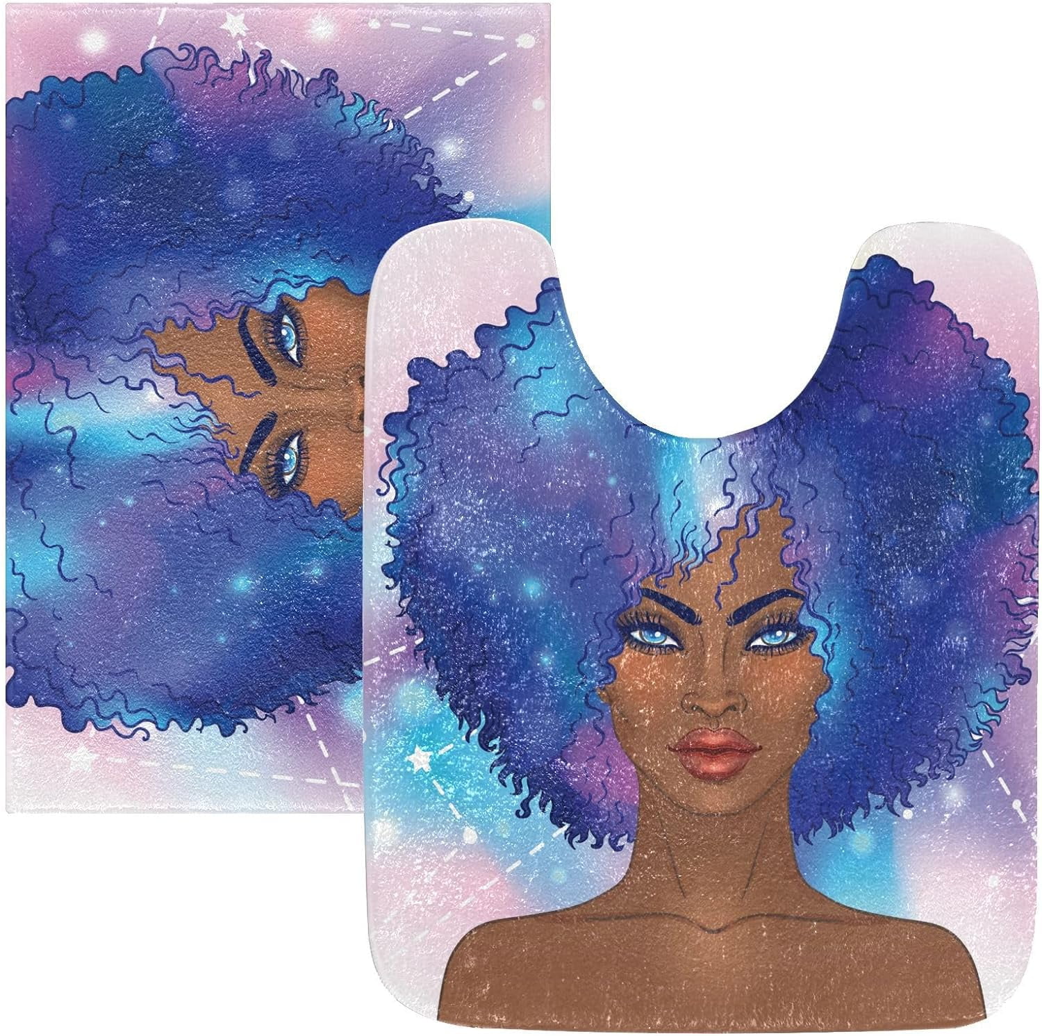 Dreamtimes African American Woman Rianbow Star Bath Mat for Bathroom ...