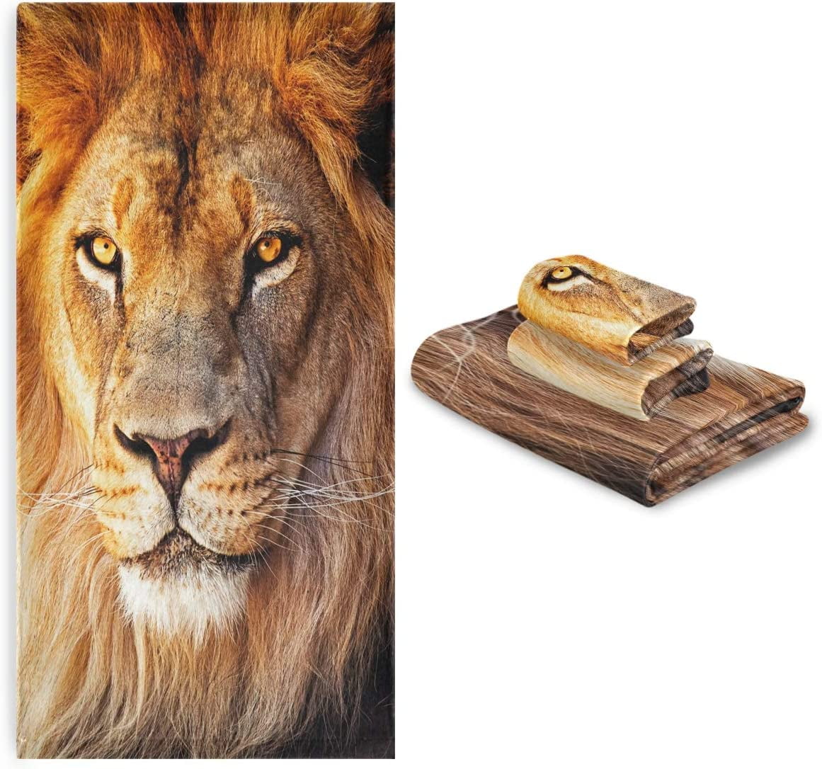 Dreamtimes African Lion Towel Set of 3,Soft Towels Bathroom Sets, 1 ...