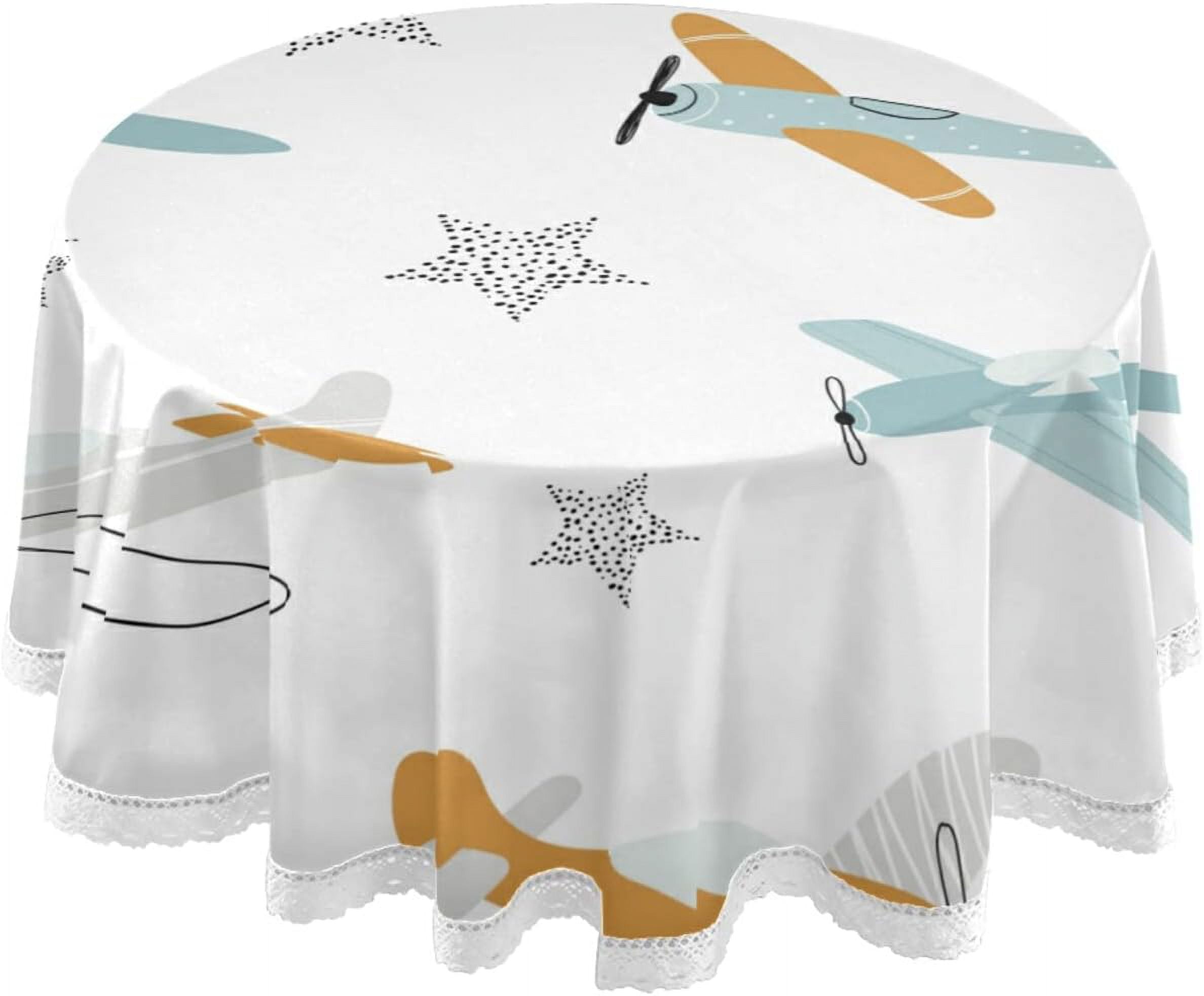Dreamtimes Aircraft and Stars Round Tablecloth 60", Table Cover Water ...