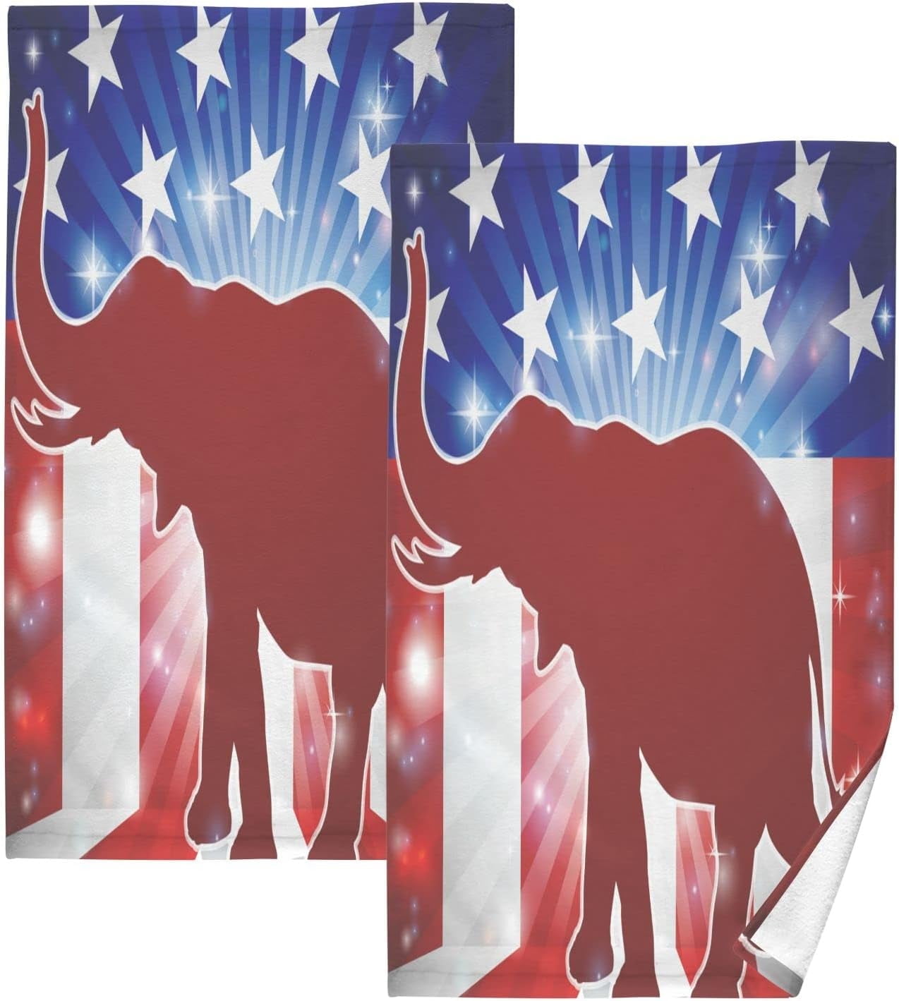 Dreamtimes American Flag Elephant Print Pure Cotton Hand Towels for ...