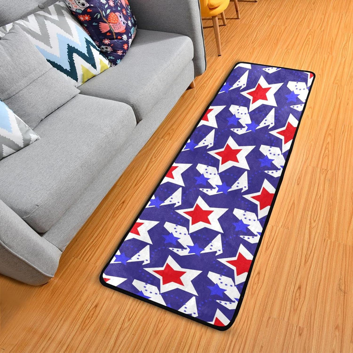 Dreamtimes American USA Flag Stars Runner Rug 2x6' with Rubber Backing ...