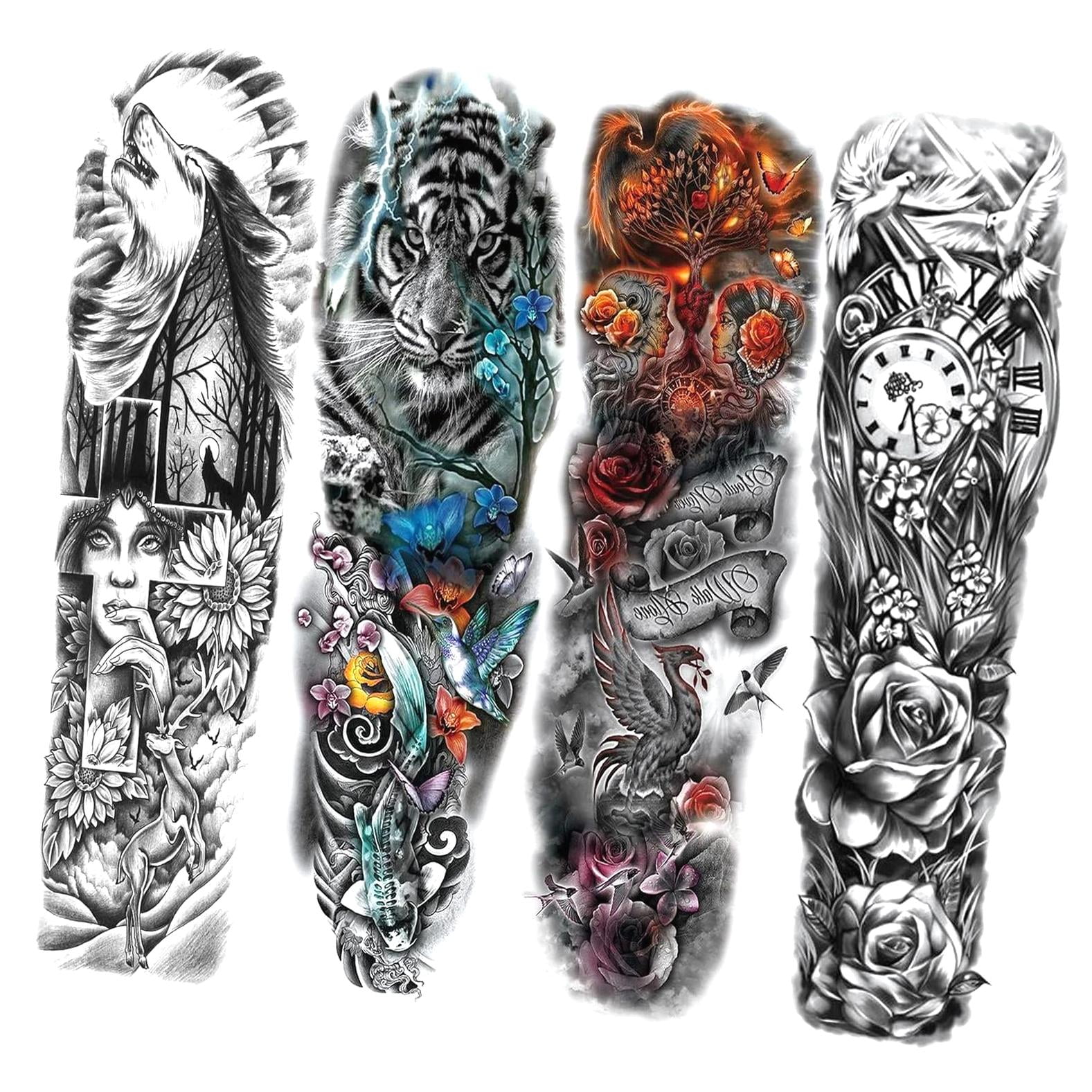 Dreamtimes Animal and Floral Temporary Sleeve Tattoos for Women's Legs ...