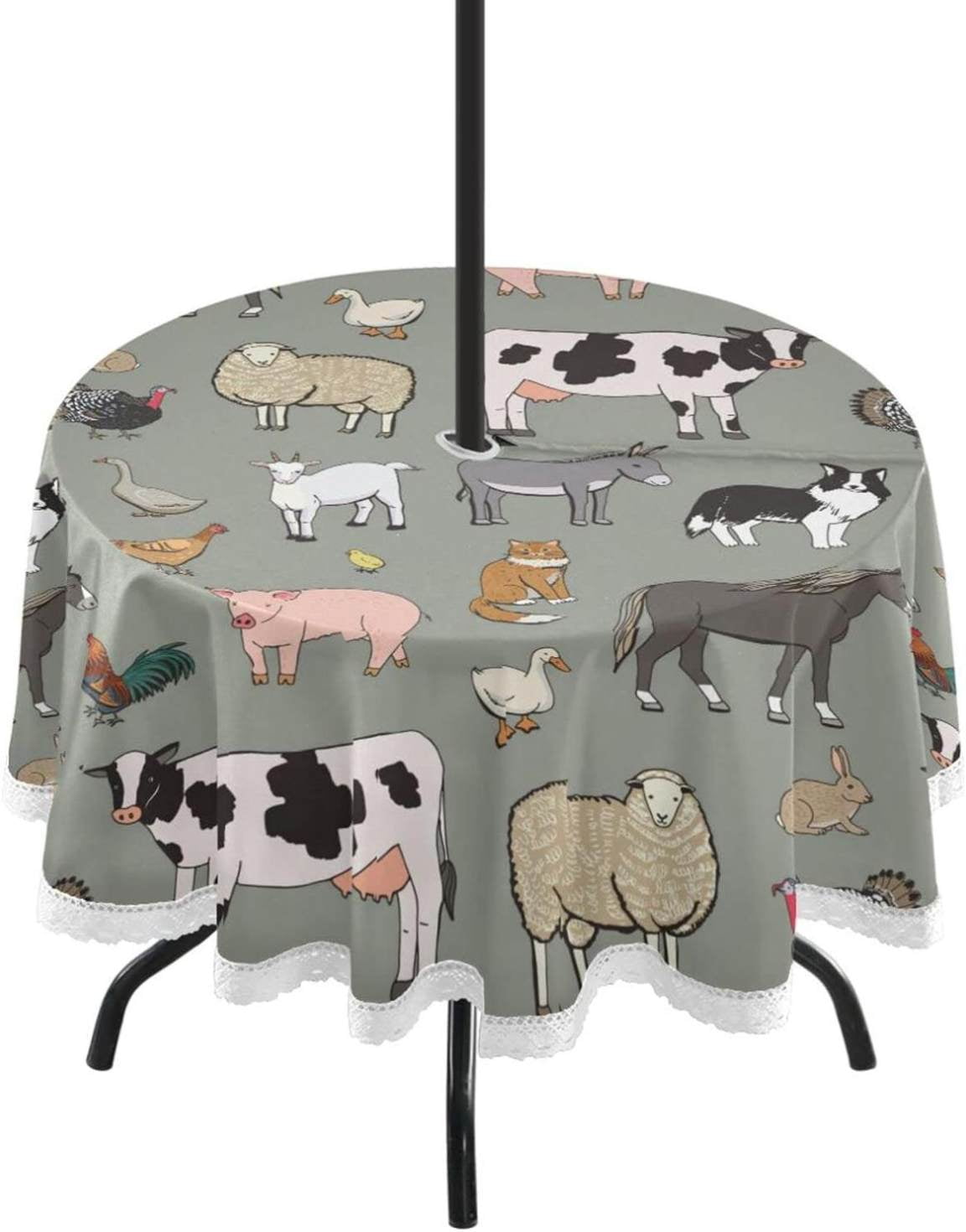 Dreamtimes Animals Round Table Cloth 60", Heat Resistant Table Cover ...