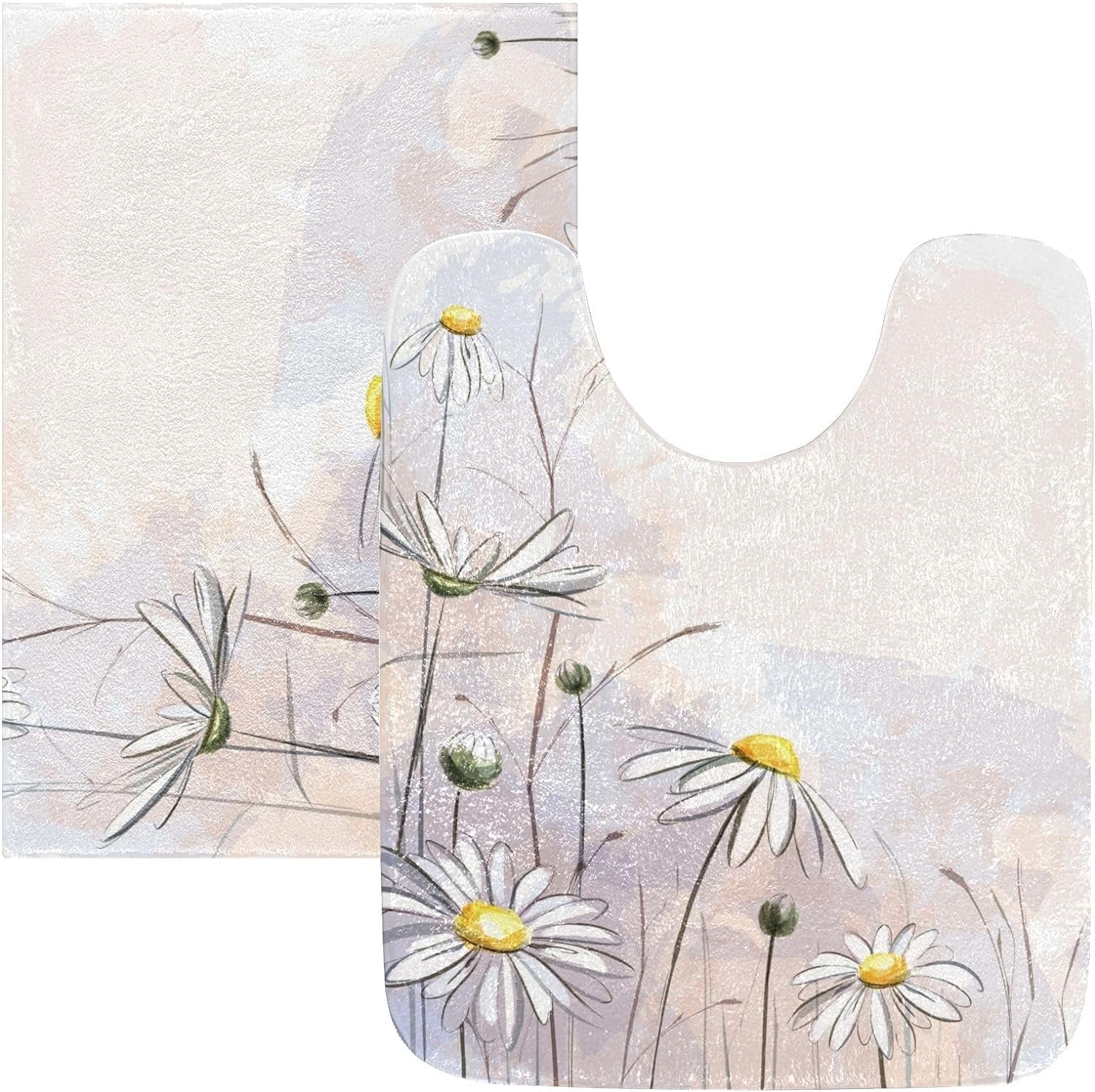 Dreamtimes Art Romantic Daisy Flowers Painting Bath Mat for Bathroom ...
