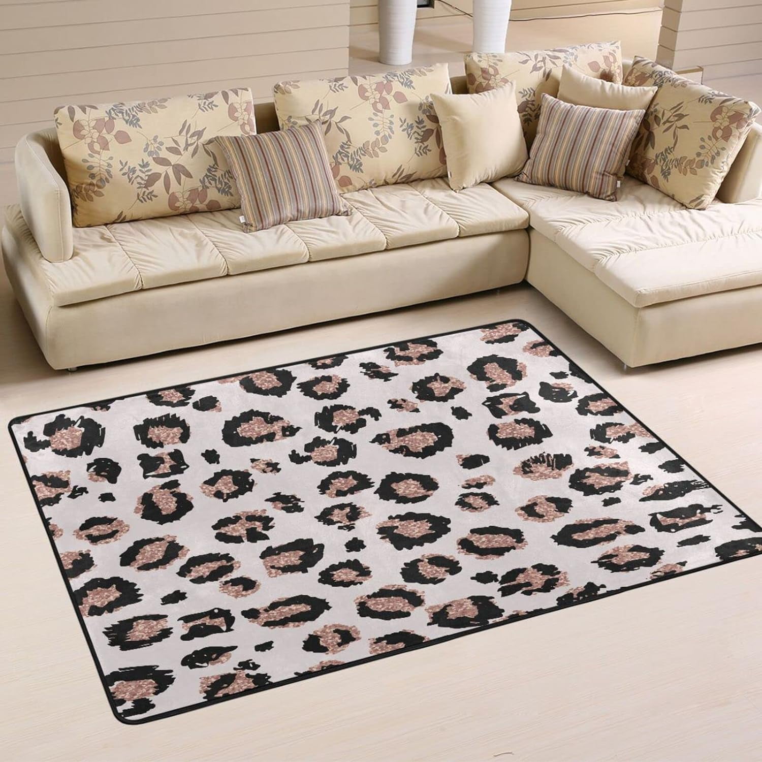 Dreamtimes Artistic Leopard Print Unique Non-Slip Area Rug Floor Carpet ...