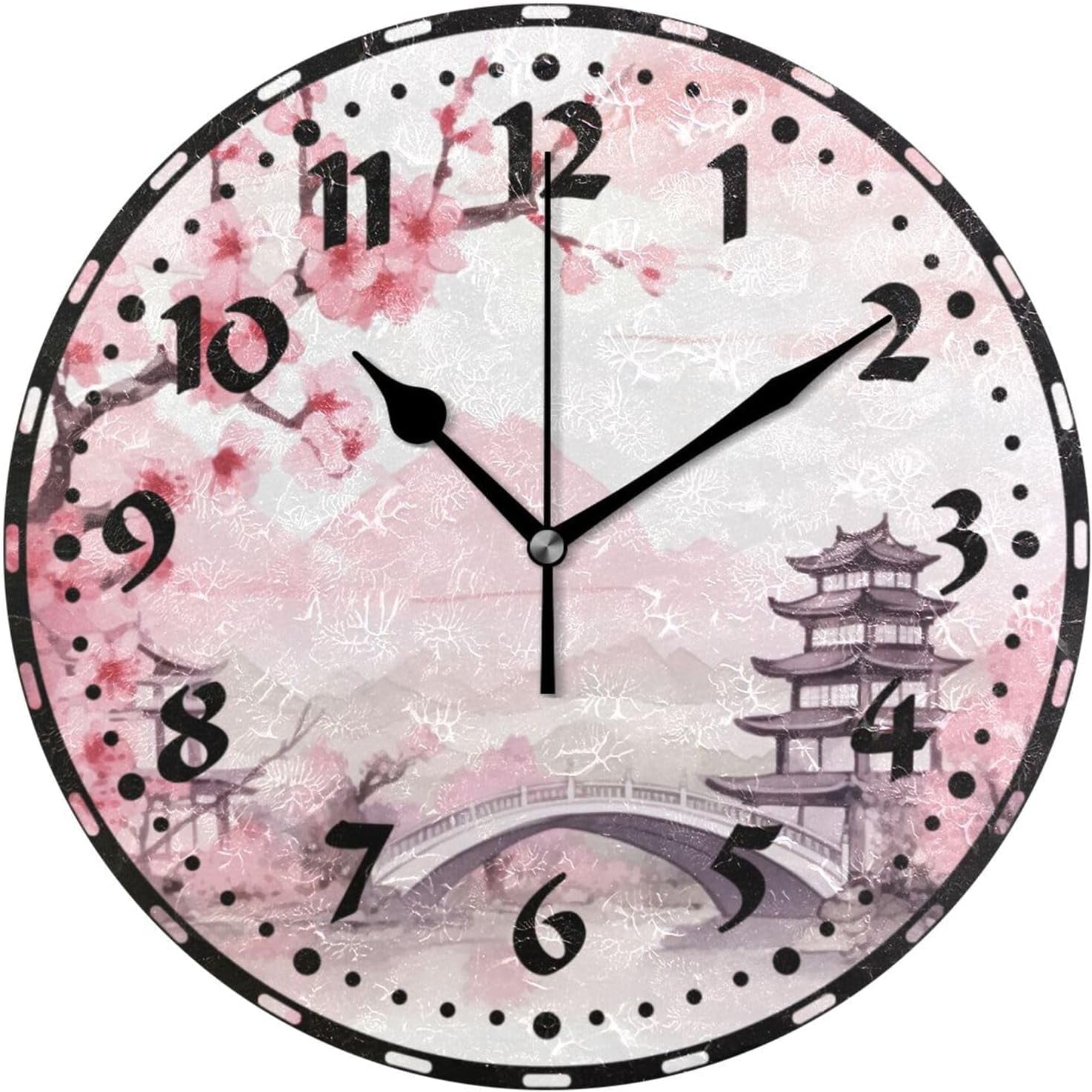 Dreamtimes Asian Style Pink Wall Clock, Silent Non Ticking 10 Inch ...