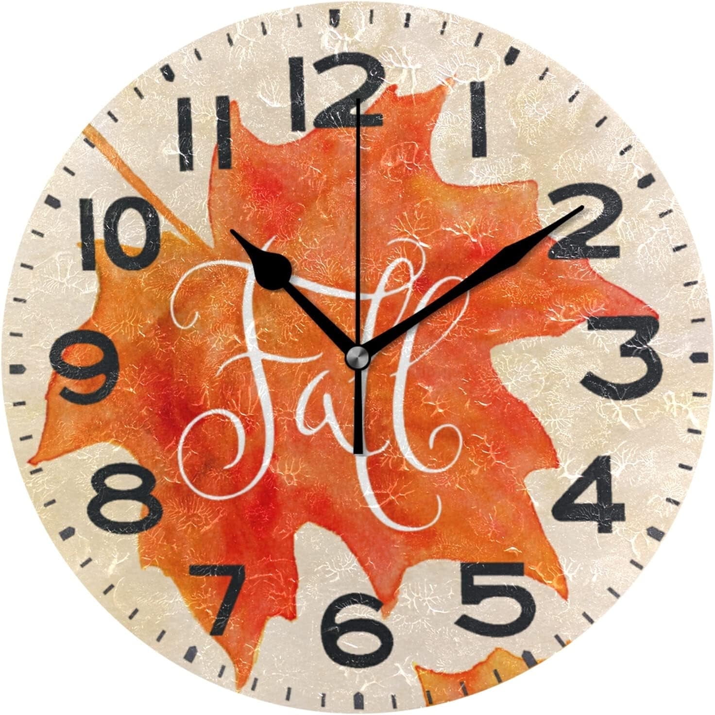 Dreamtimes Autumn Maple Leaves Vintage Round Wall Clock, 10 Inch ...