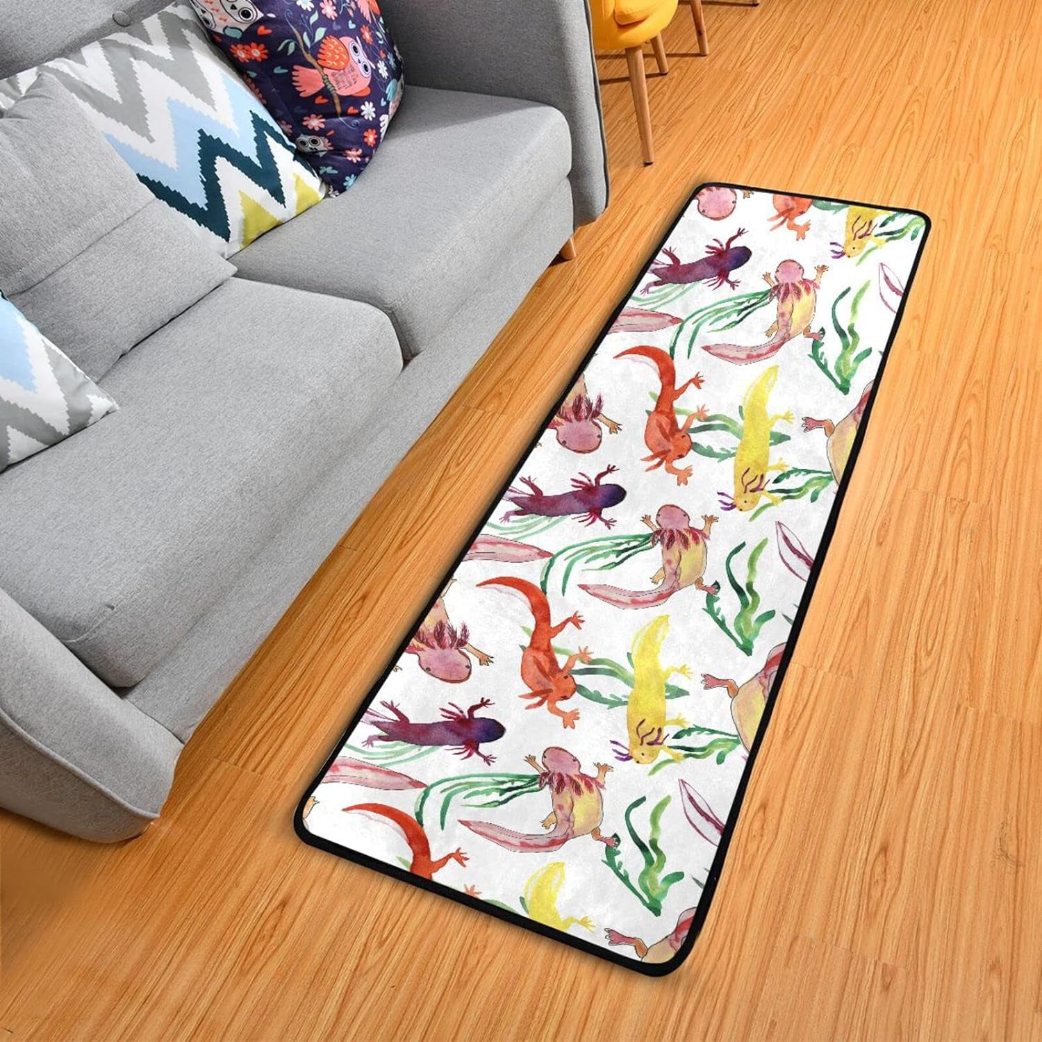 Dreamtimes Axolotls and Leaves Hallway Runner Rug 2'x6' Kitchen Rug ...