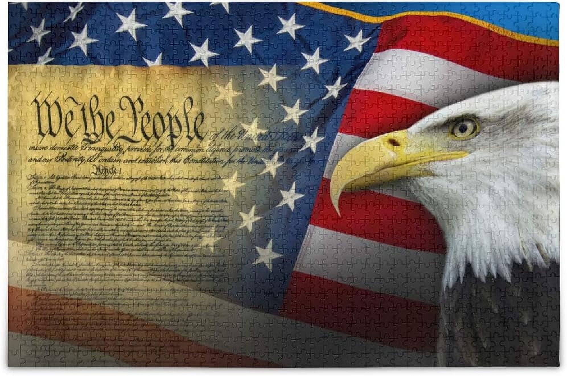 Dreamtimes Bald Eagle American Flag Patriotic USA Print Jigsaw Puzzles ...
