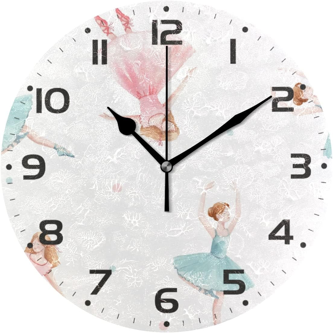 Dreamtimes Ballerina Wall Clock, 10 Inch Silent Non Ticking Round Clock ...