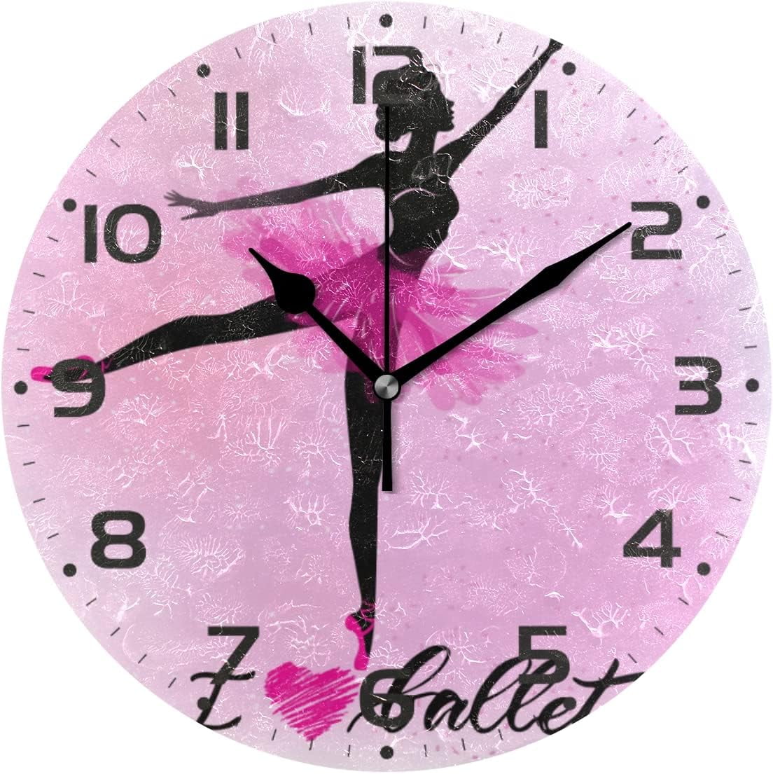 Dreamtimes Ballet Dancer Wall Clock, 10 Inch Silent Non Ticking Round ...