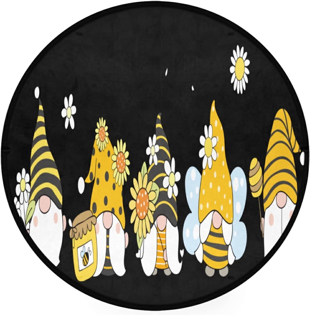 Dreamtimes Banner Design Bee Gnomes with Flower for Spring Round Area ...