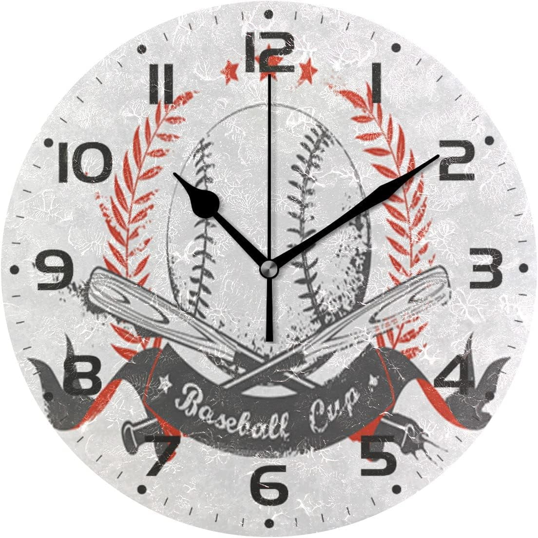 Dreamtimes Baseball Wall Clock, 10 Inch Silent Non Ticking Round Clock ...