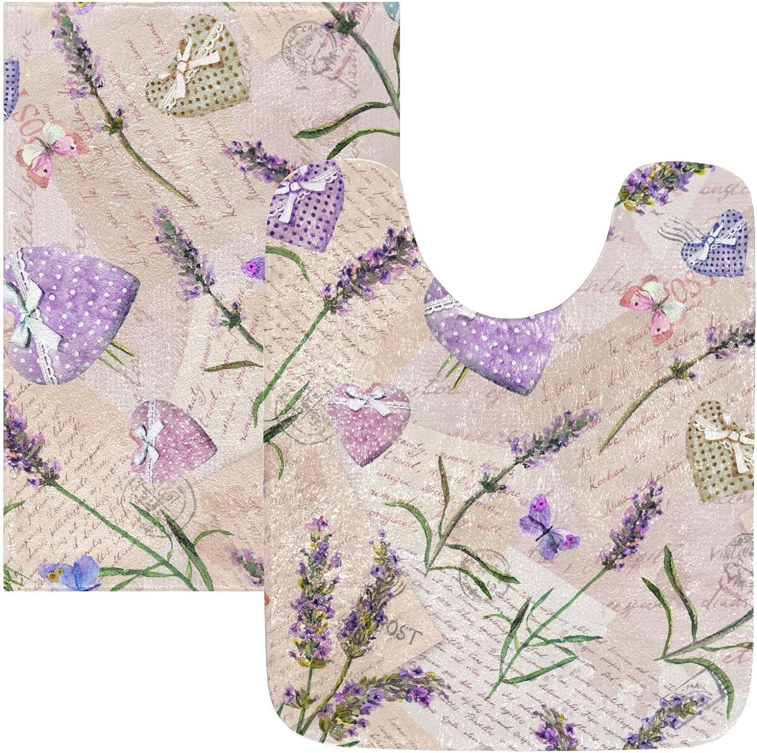 Dreamtimes Bath Mats Toiletry Mat Vintage Lavender Letters Print, Bath ...