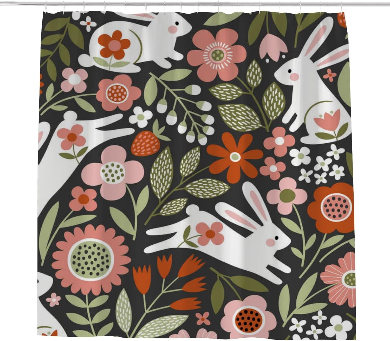 Dreamtimes Bath Shower Curtain Liners 72x72 Cute White Rabbits