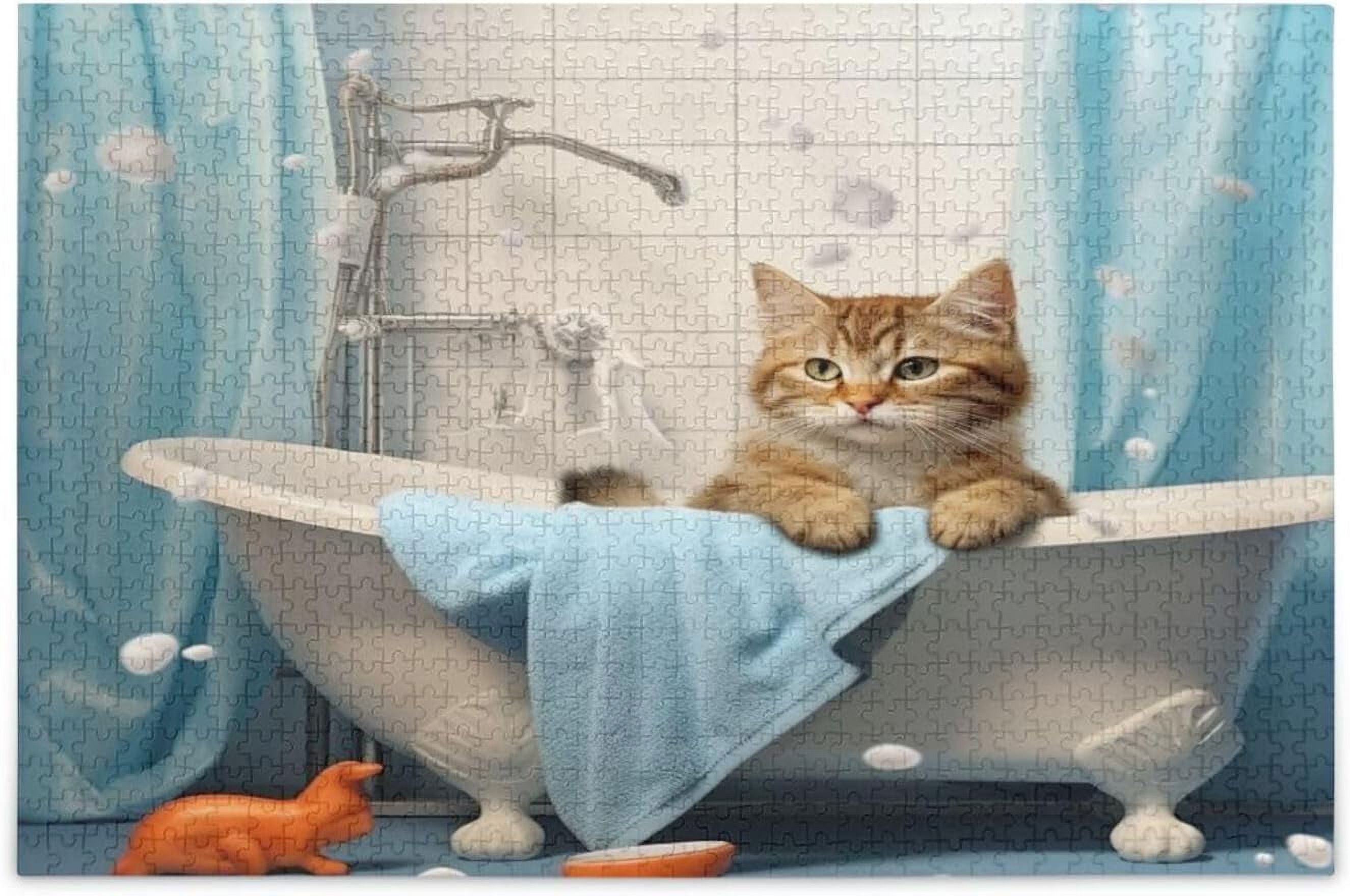 Dreamtimes Bathroom Cat Puzzles for Adults 500 Pieces, Adults and Kids ...