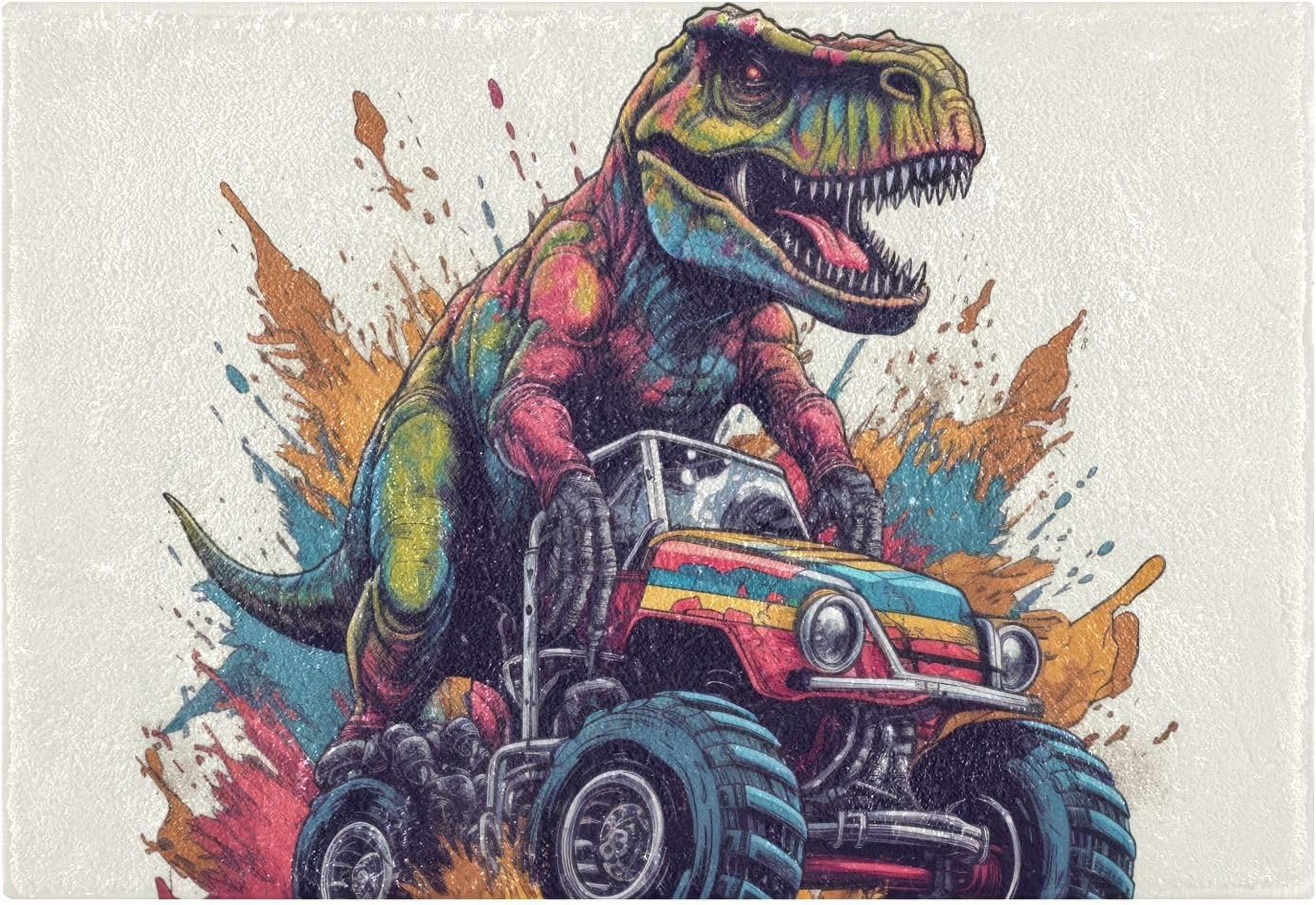 Dreamtimes Bathroom Rug Mats Rex on Monster Truck Print, Bath Mats for ...