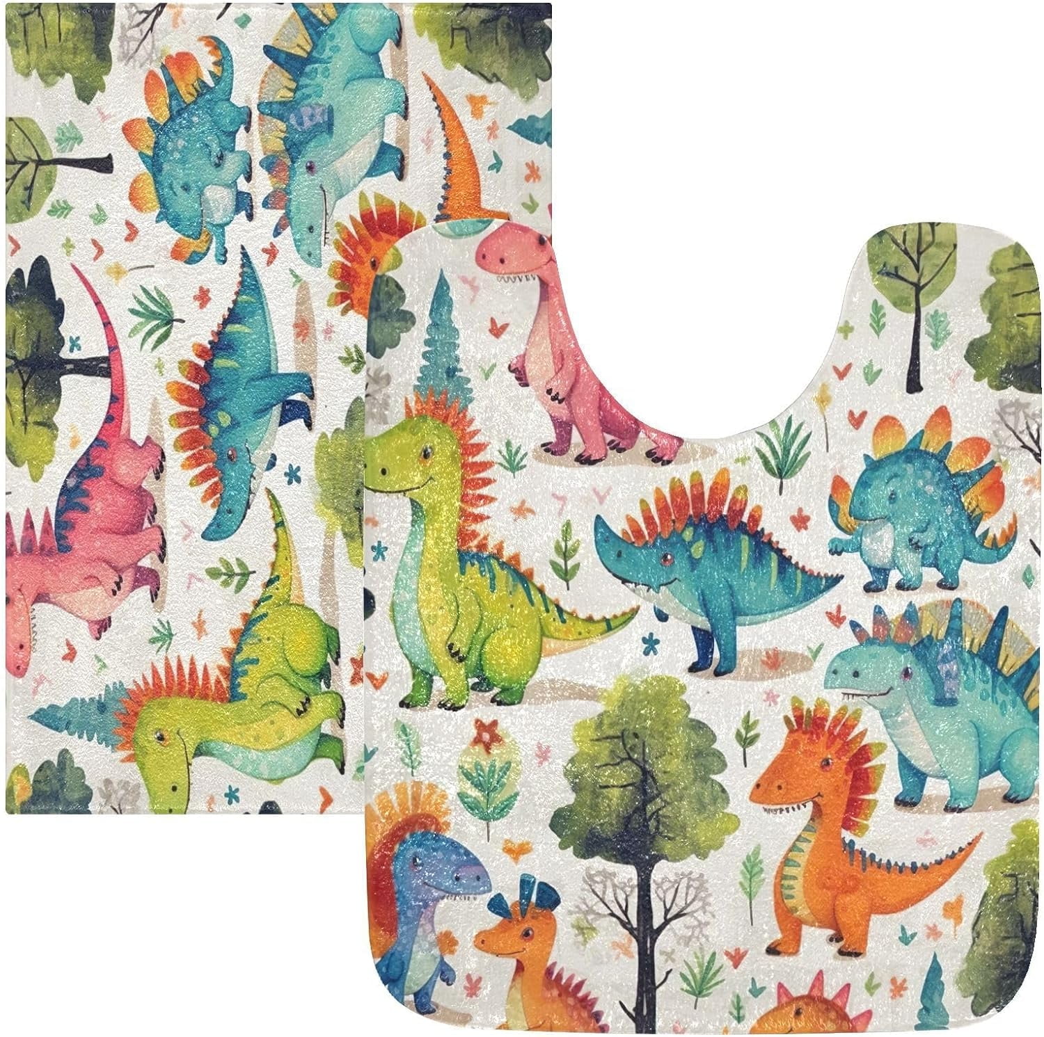 Dreamtimes Bathroom Rug Set 2 Pieces Cartoon Dinosaur Soft and ...