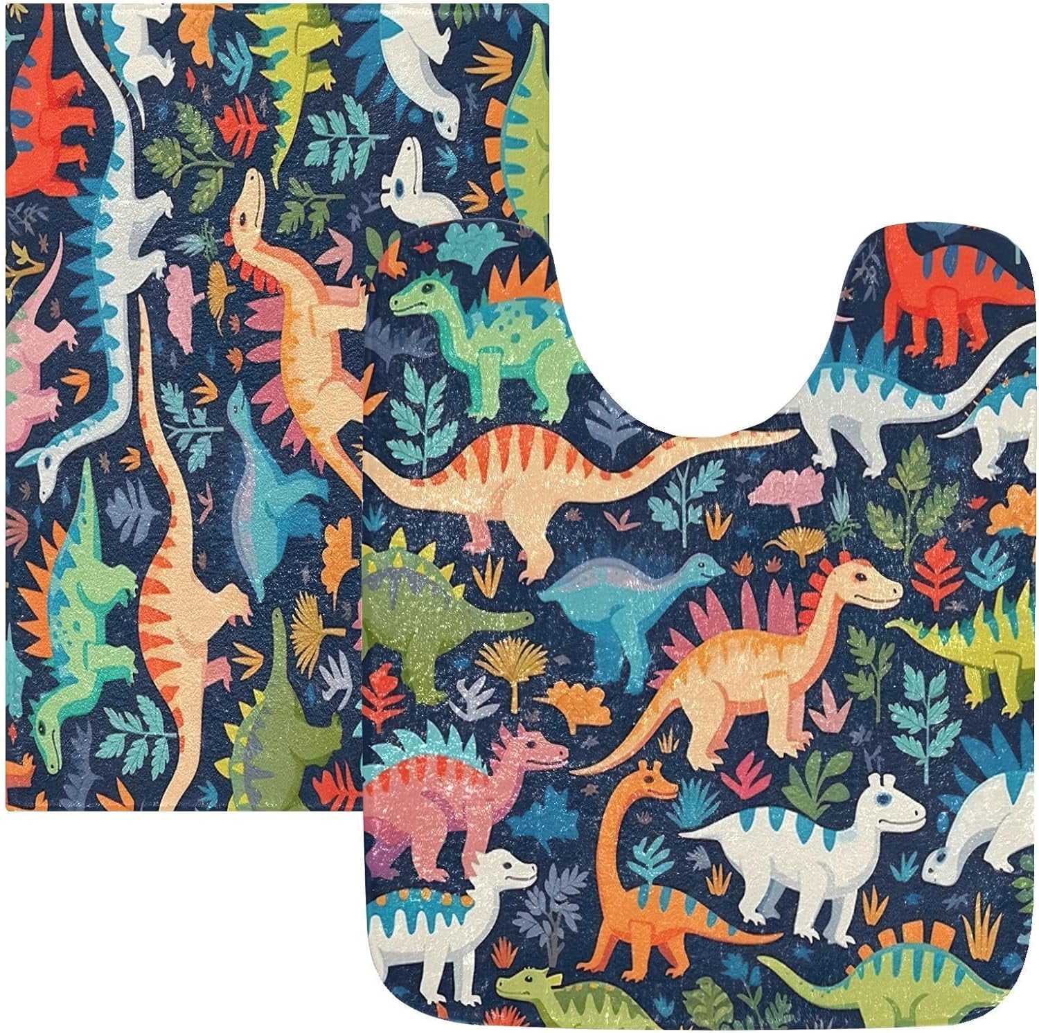 Dreamtimes Bathroom Rug Set 2 Pieces Cartoon Dinosaur Soft and ...