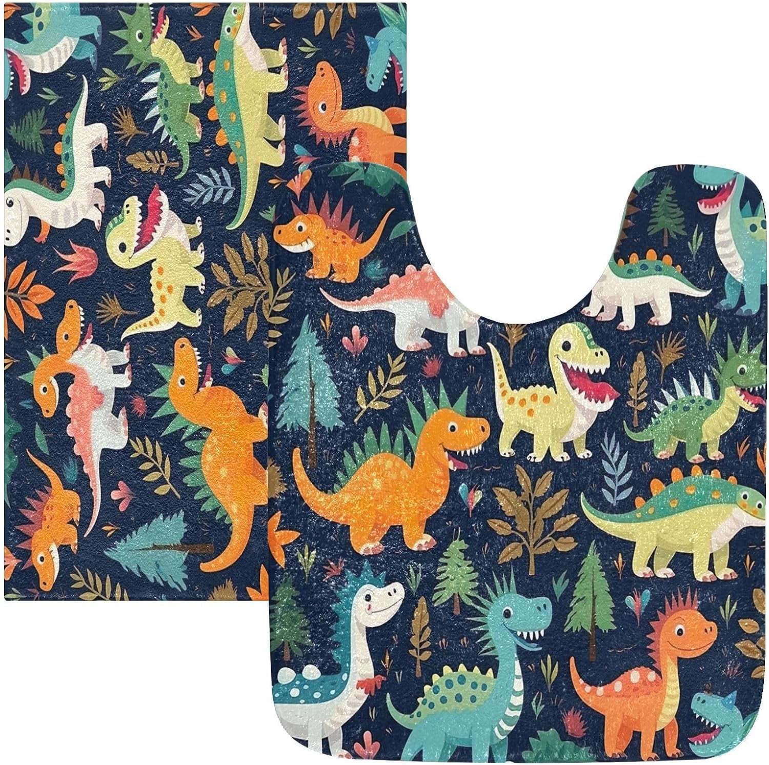 Dreamtimes Bathroom Rug Set 2 Pieces Cartoon Dinosaur Soft and ...