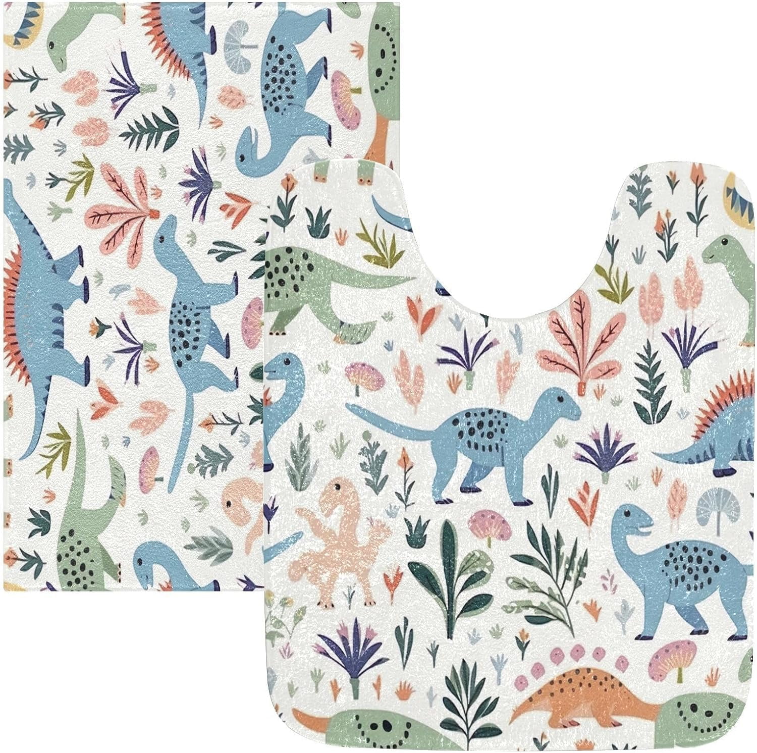 Dreamtimes Bathroom Rug Set 2 Pieces Cartoon Dinosaur Soft and ...