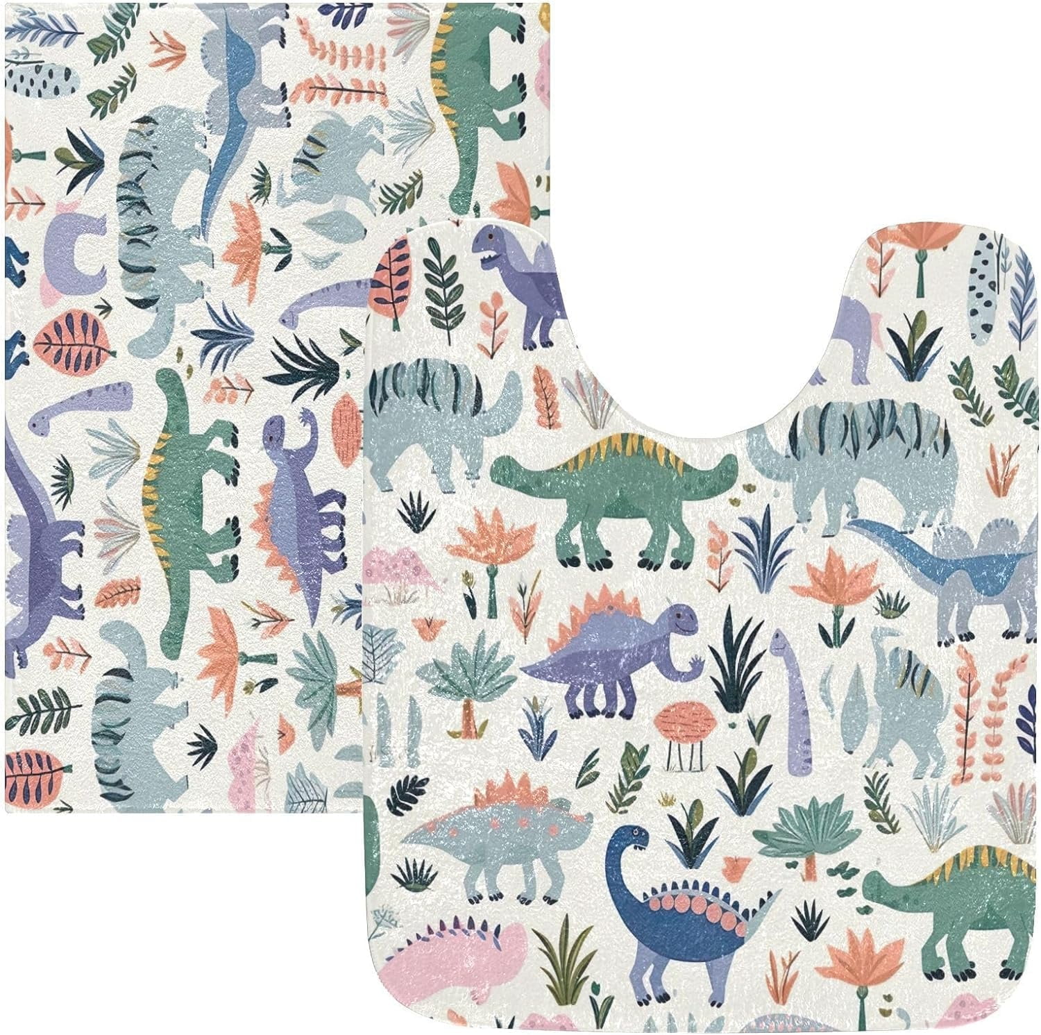 Dreamtimes Bathroom Rug Set 2 Pieces Cartoon Dinosaur Soft and ...