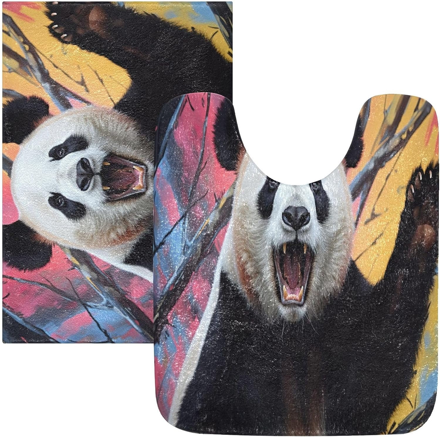 Dreamtimes Bathroom Rug Set 2 Pieces Cute Panda Soft and Absorbent ...