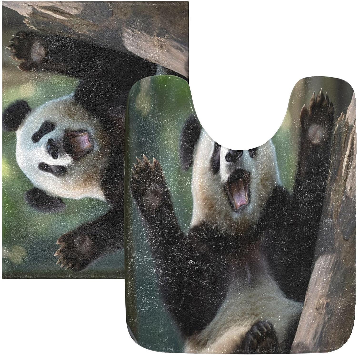 Dreamtimes Bathroom Rug Set 2 Pieces Cute Panda Soft and Absorbent ...